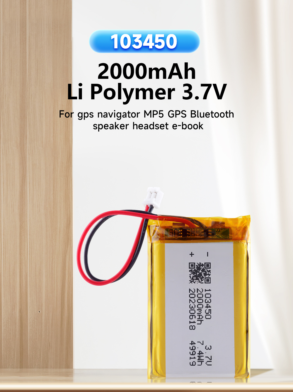 Jual PALO Baterai Universal battery 103450 10*34*52mm 3.7V Li-ion 2000mAh Perekam mengemudi ...