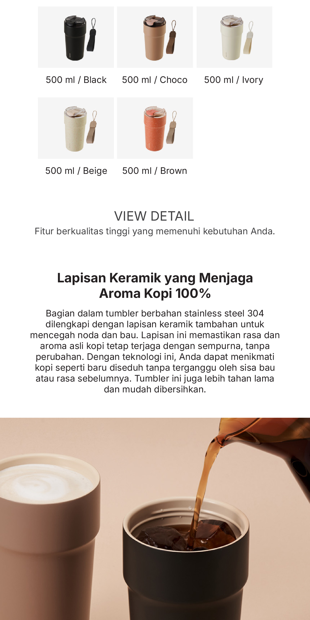 Jual LocknLock Metro Cafe Ceramic Coating Tumbler 500ml - LHC4357 ...