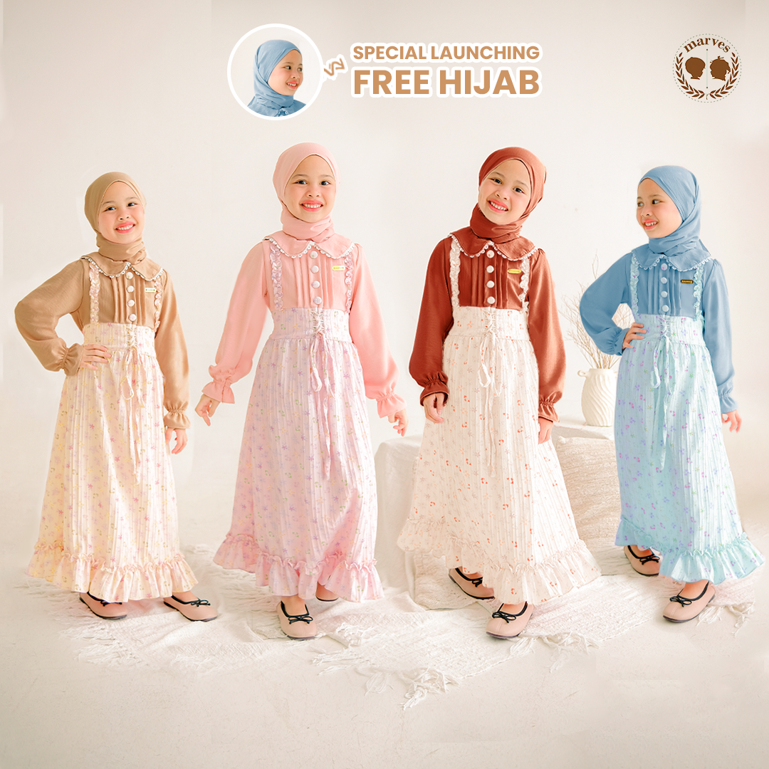Jual MARVES Zoya Gamis Baju Muslim Anak Perempuan Set Hijab Bahan ...
