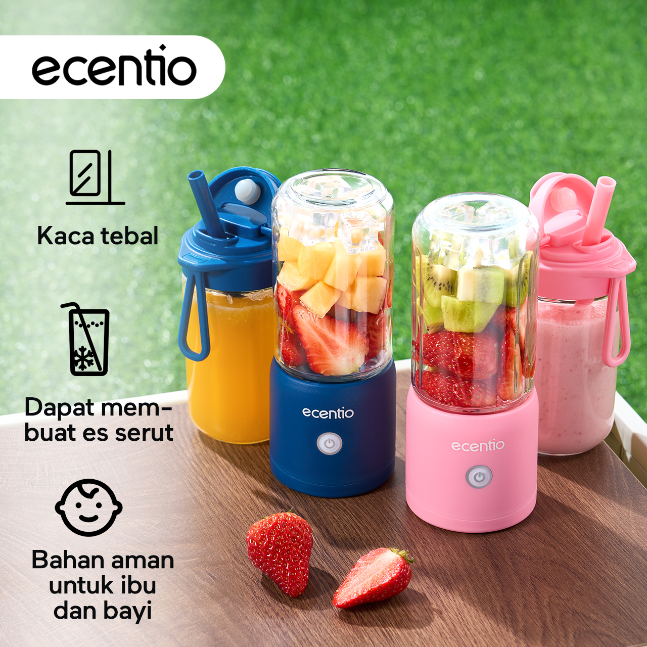 Jual ecentio Blender Mini Portable Juicer kaca gelas Chopper kecil bumbu kapsul jus buah 10 mata ...