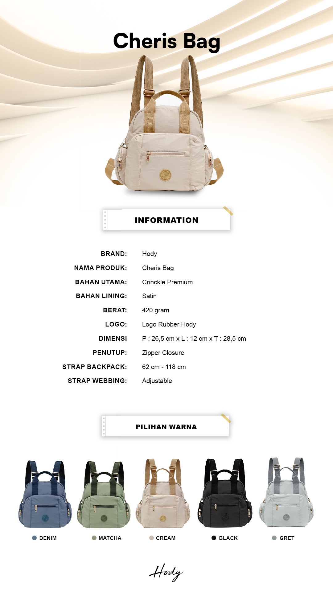 Jual Hody - Tas Ransel Wanita Backpack Korean Style Tas Wanita Ransel ...