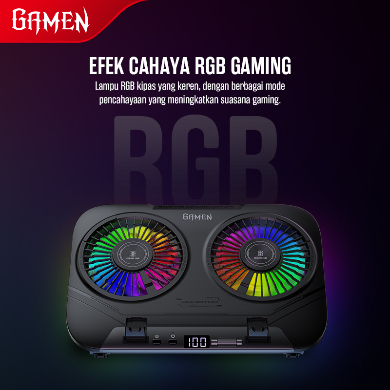 Jual GAMEN Cooling Pad Laptop Gaming Dual Kipas Turbo RGB Light GCP300 ...