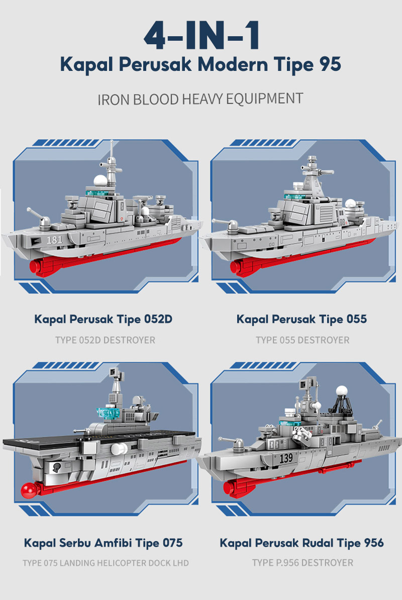 Jual OHSOME - SEMBO Destroyer Ship Battleship Set (4-in-1) / Block ...
