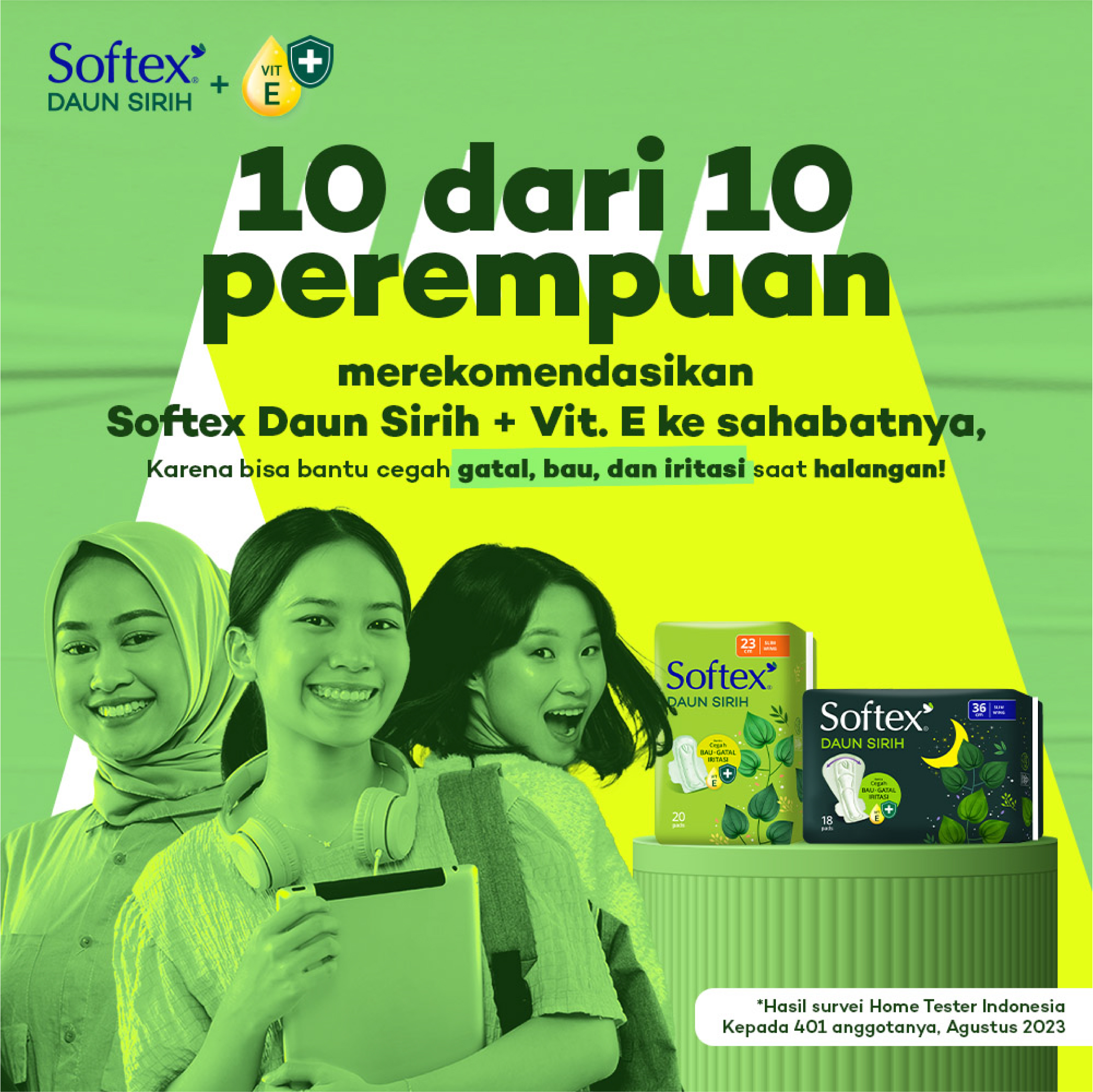 Jual Softex Daun Sirih + Vitamin E 23cm 20s - Pembalut Daun Sirih Siang ...