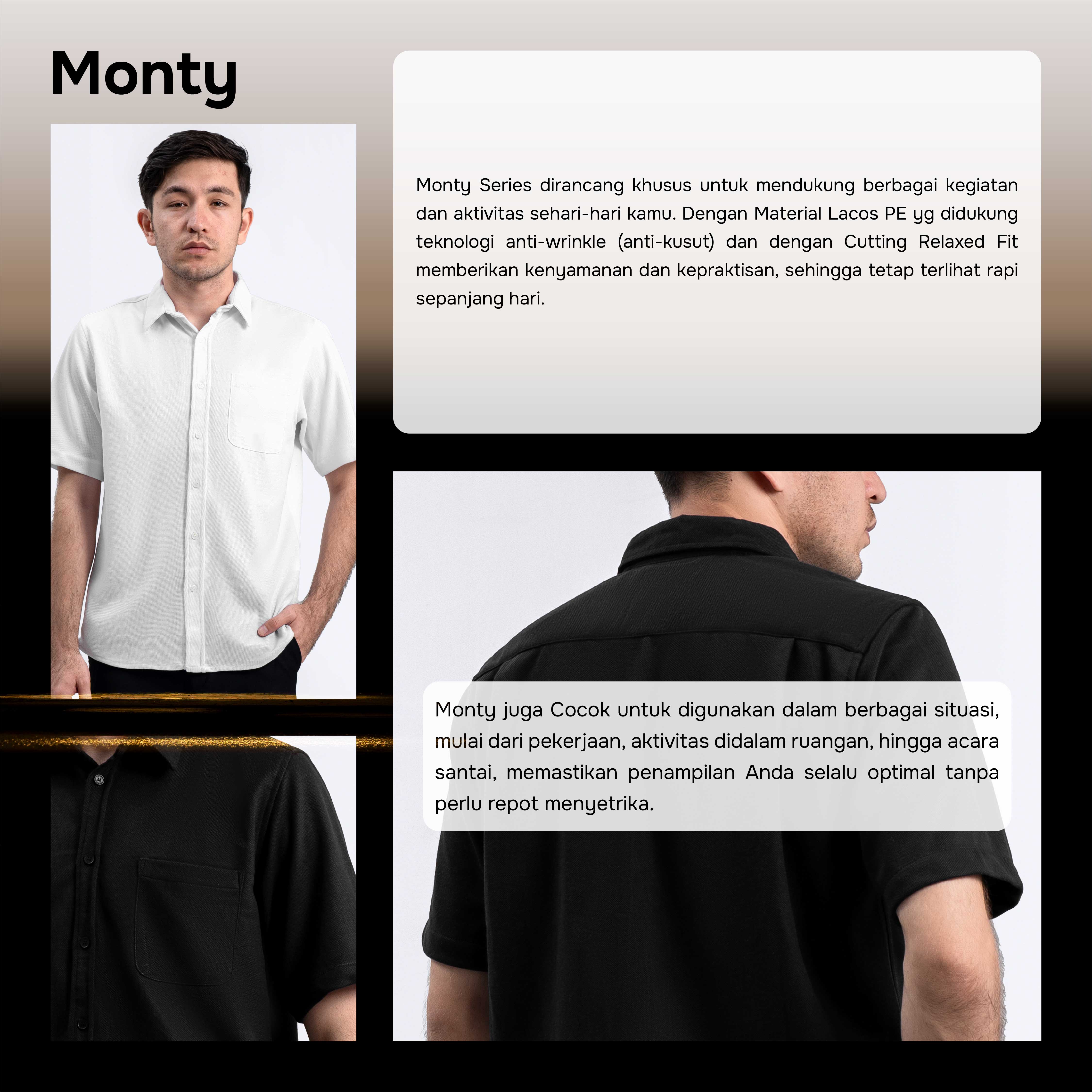 Jual Broodis Kemeja Pendek Polos Hitam SOFTEE/MONTY Black Lengan Pendek ...