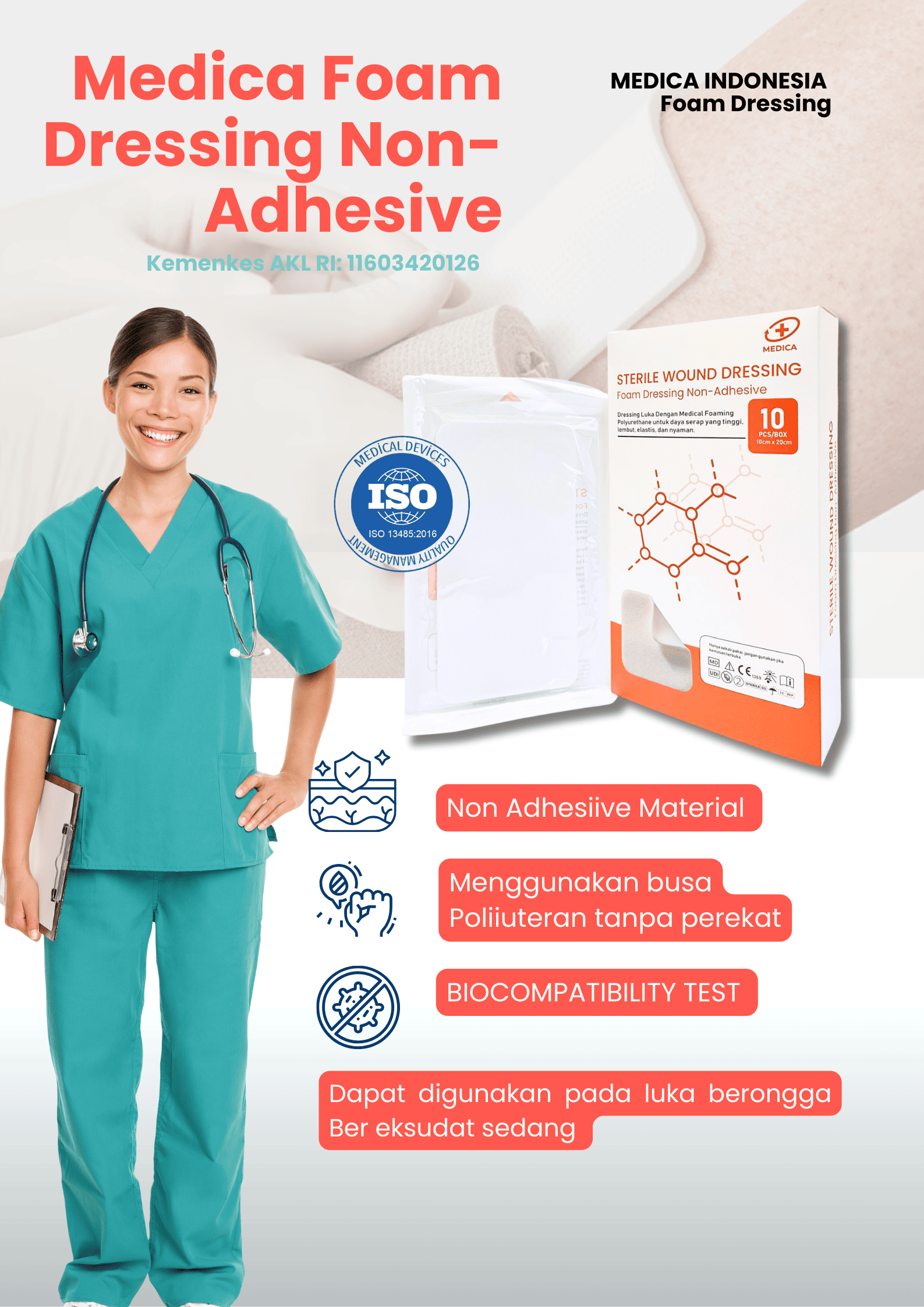 Jual MEDICA - Foam Dressing Non-Adhesive/Dermafix/Modres/Medica Foam ...