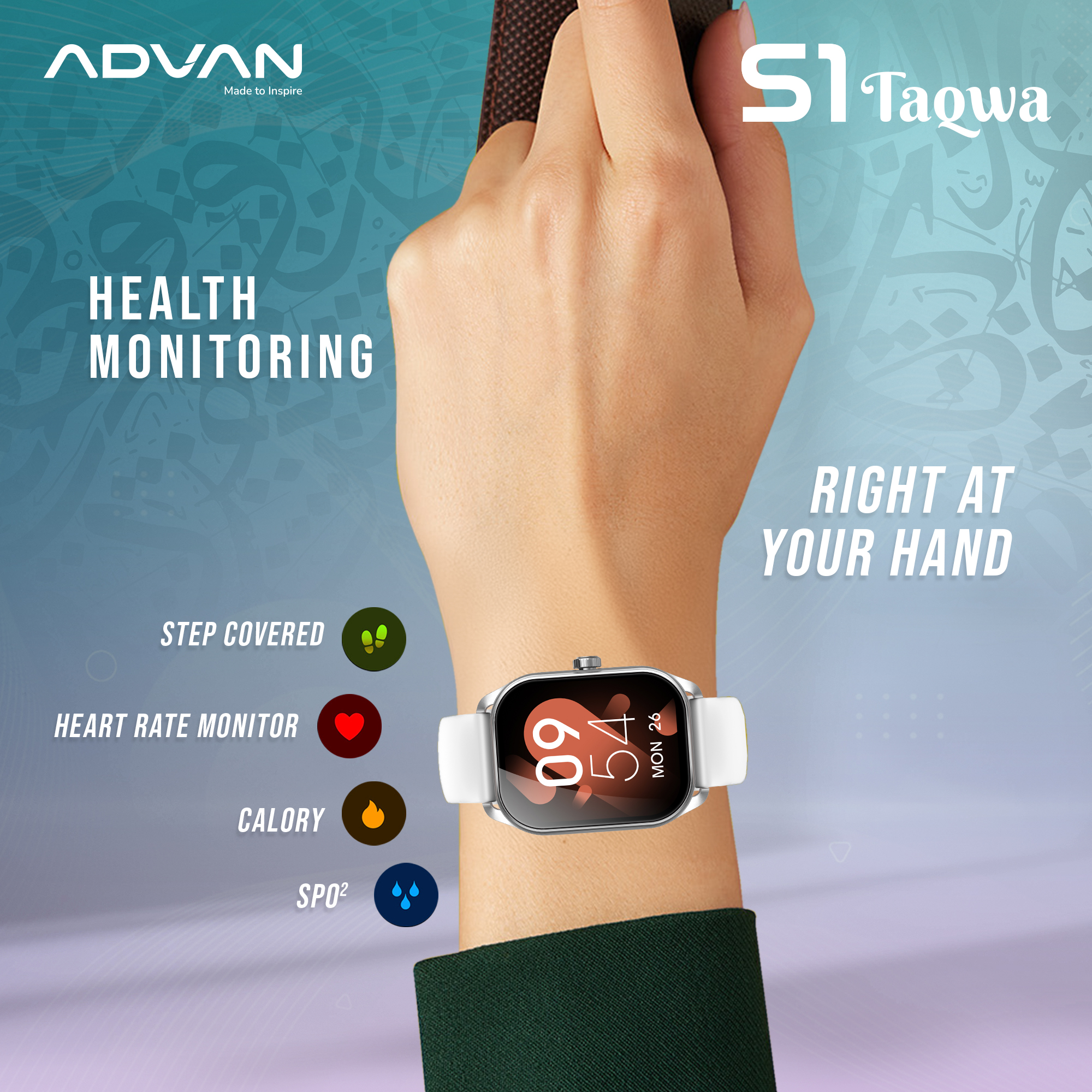 Jual ADVAN Smartwatch S1 Taqwa – Fitur Islami IPS 2.01” Ai Voice Bluetooth Calls 100+ Sports ...