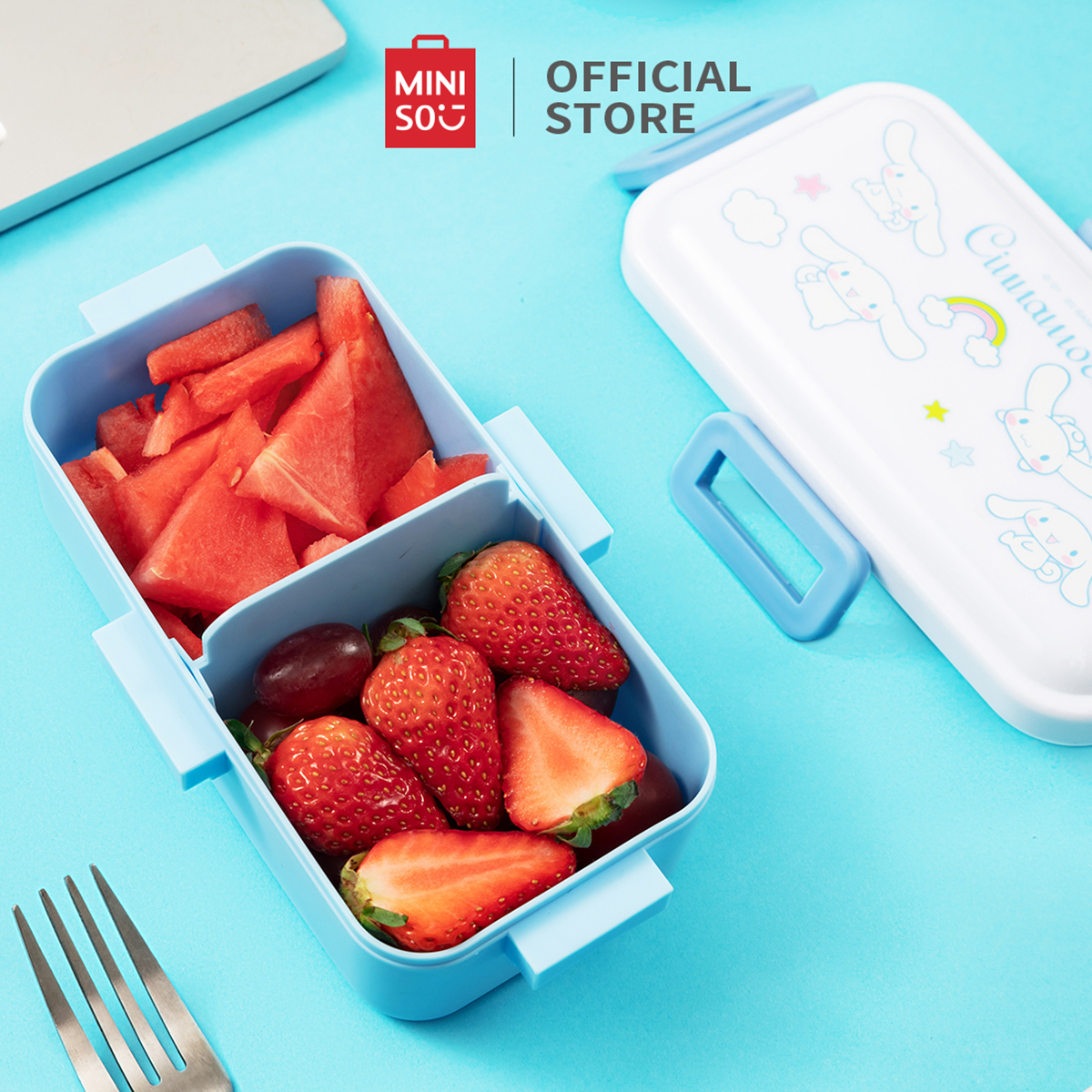 Jual Miniso Bento Box Cinnamoroll/My Melody Bento Box with Four Buckles ...