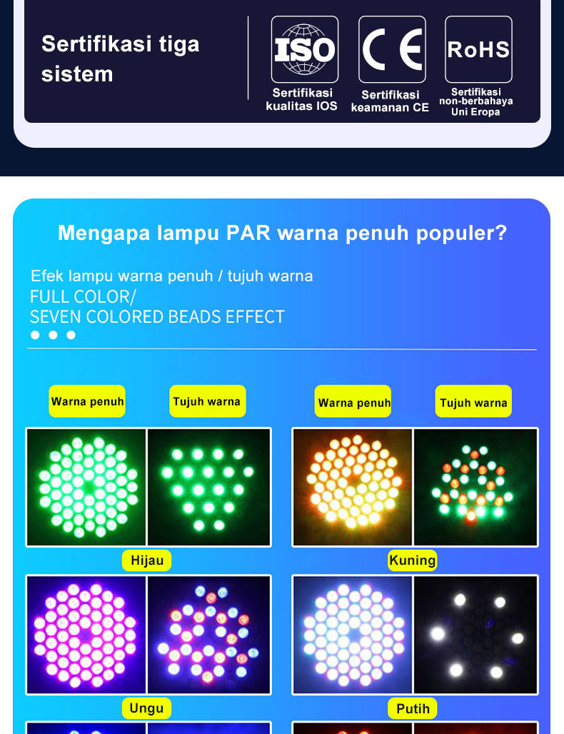 Jual Kaiy 3W 54 lampu panggung led par full colour moving bead beam ...