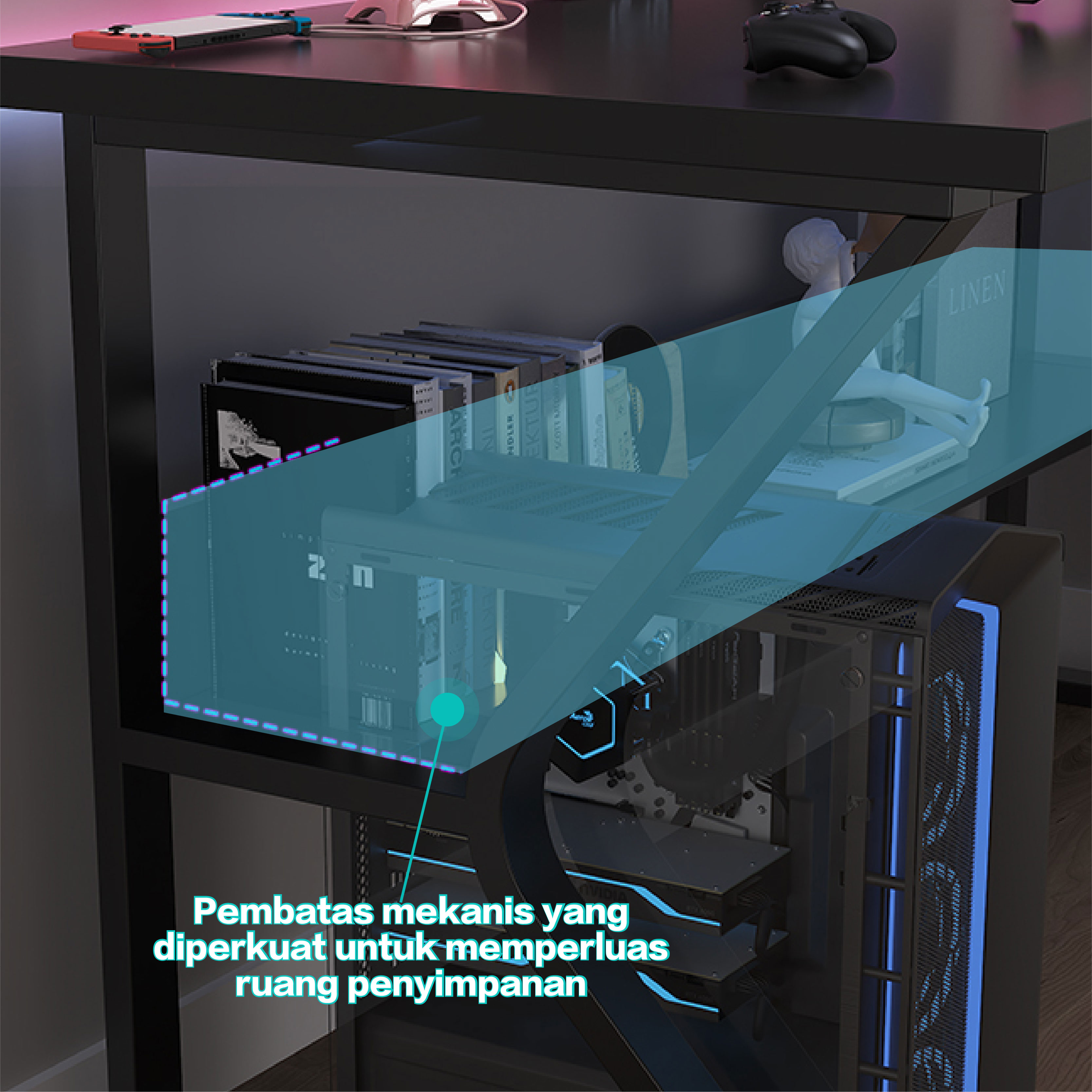 Jual antsun-Meja Komputer Minimalis Meja Gaming Meja L Pola Fiber ...