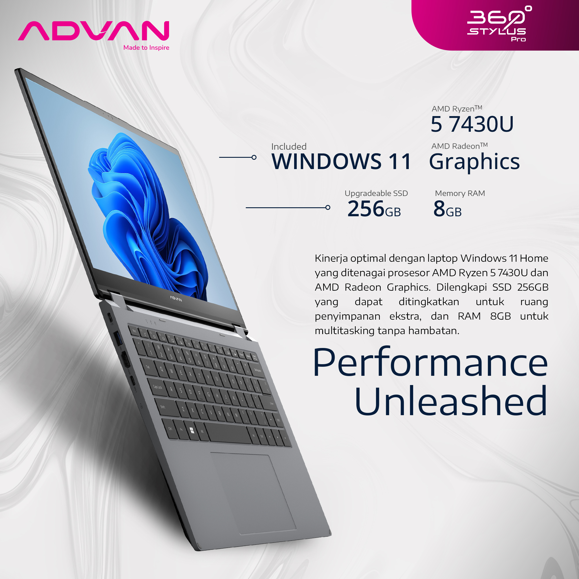 Jual [FREE STYLUS PEN] ADVAN Laptop 360 Stylus Pro Laptop 2 in 1 AMD ...