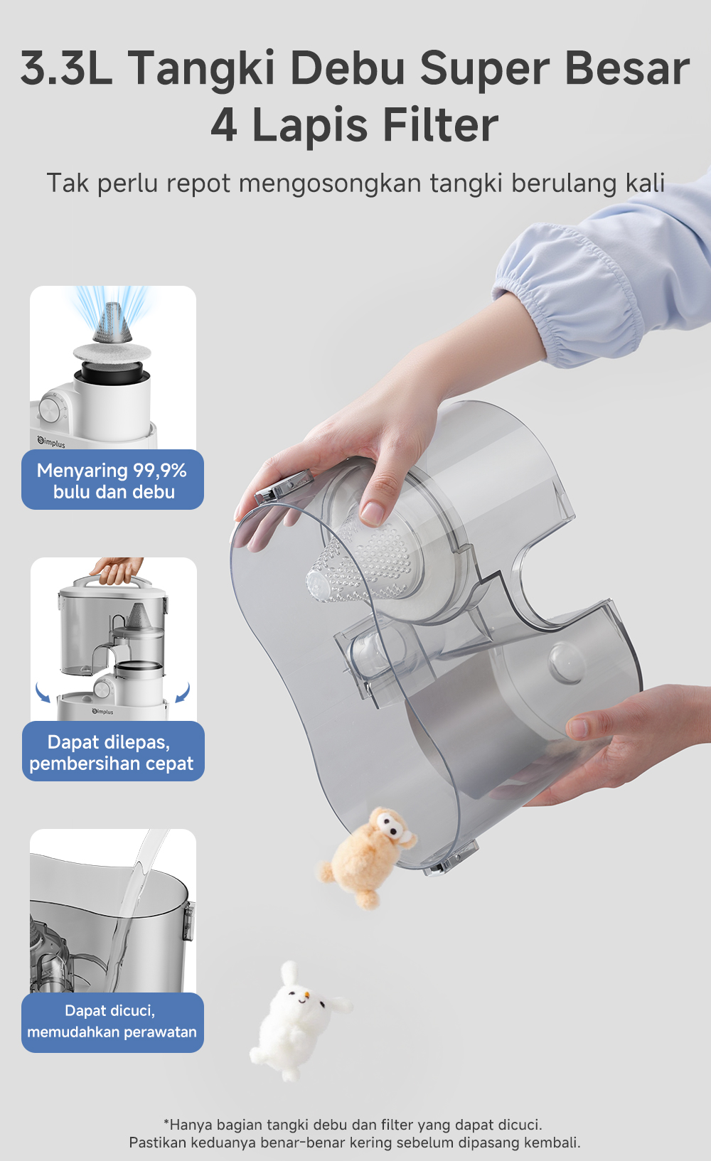 Jual Simplus Pet Grooming Set Perawatan Anjing Kucing Daya Hisap Besar 16000Pa,3.3L Tangki Super ...