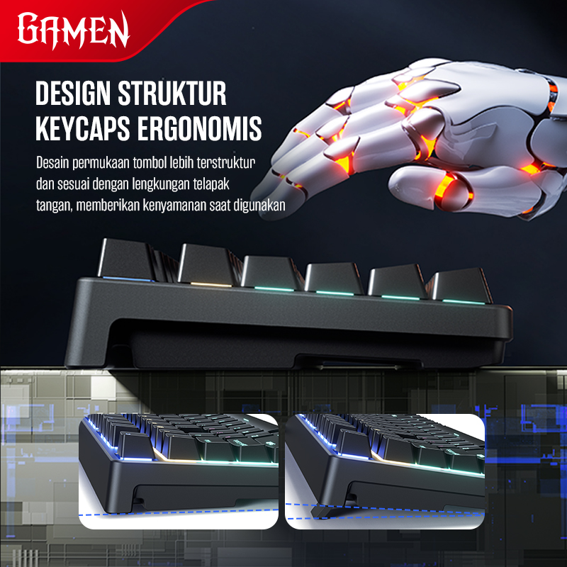 Jual GAMEN Titan 8 Keyboard Gaming Mechanical Ergonomic Keycaps RGB 3 ...