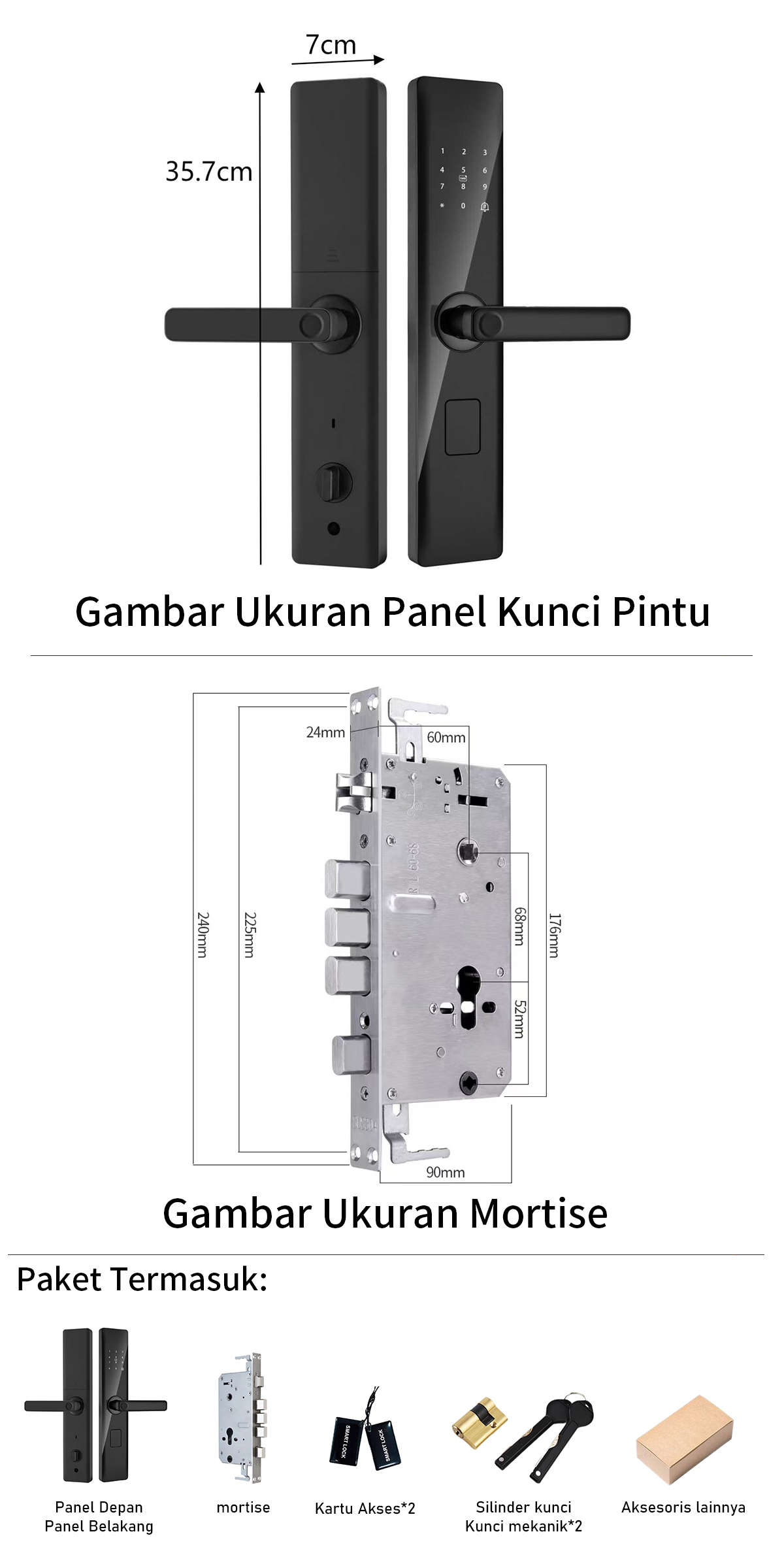 Jual Locus A3 Smart Door Lock dengan Sidik Jari, Kunci Pintu Digital Fingerprint/Password/Access ...