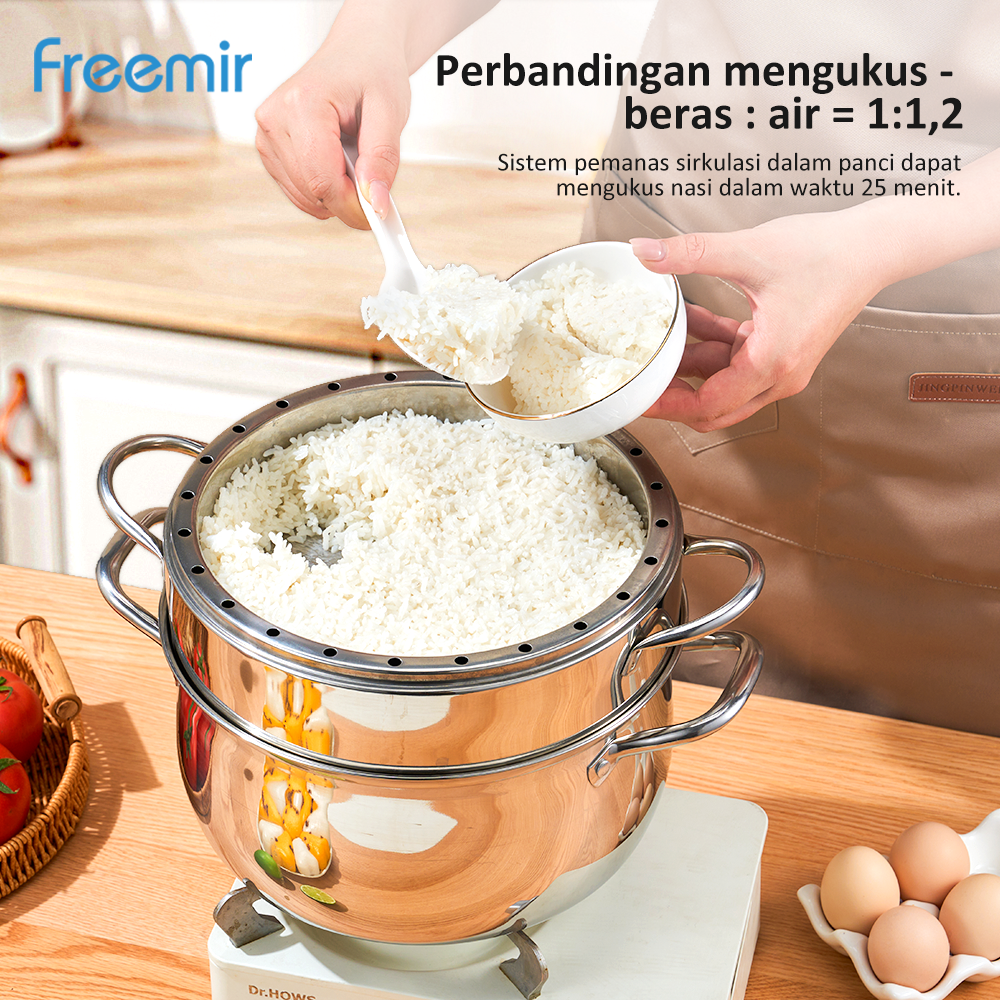 Jual [PREMIUM] freemir Panci Kukus 2 Tingkat 26cm Kukus Nasi 20 Menit ...