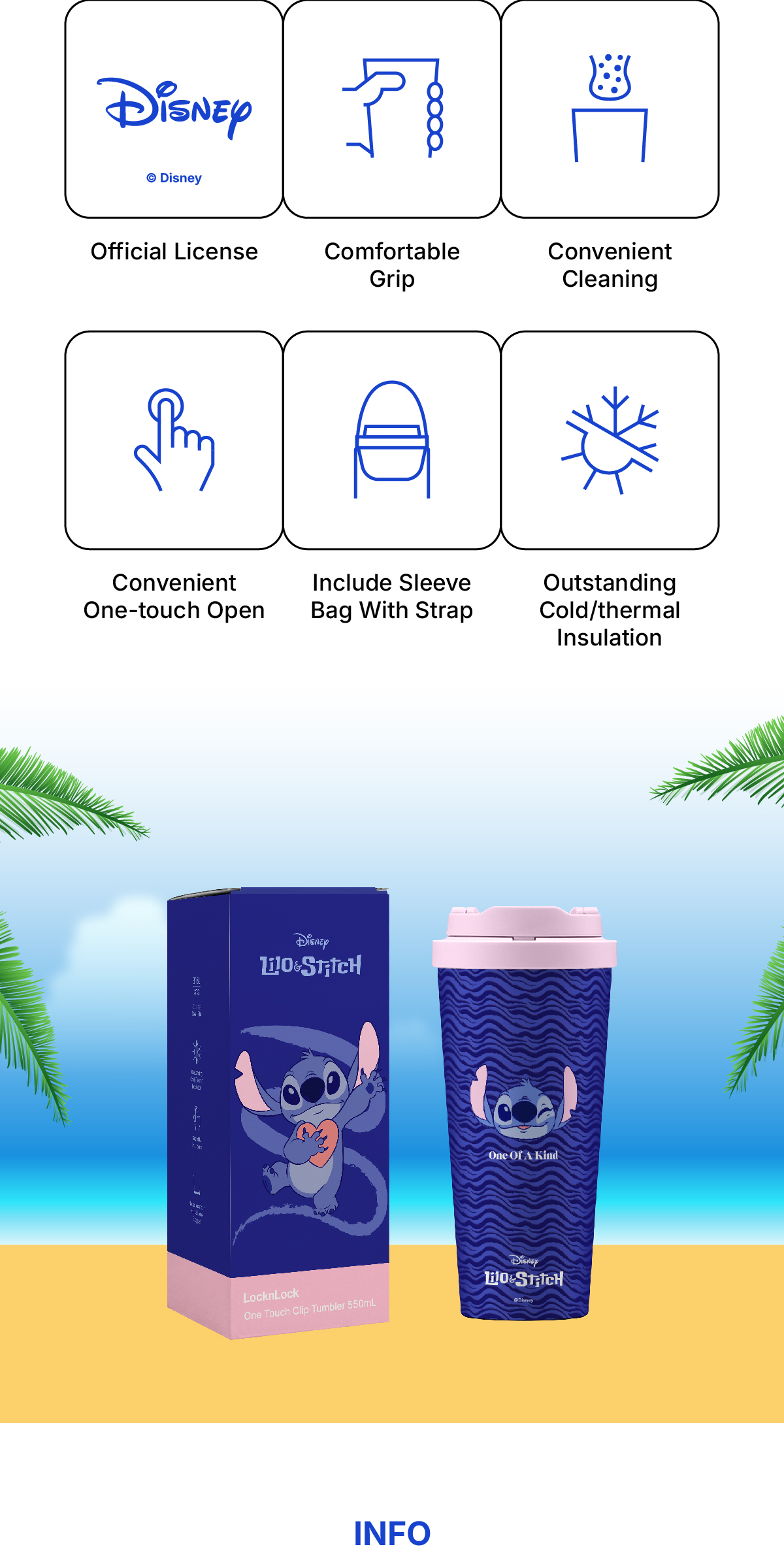 Jual LocknLock One Touch Clip Tumbler Disney Stitch Edition | Shopee ...