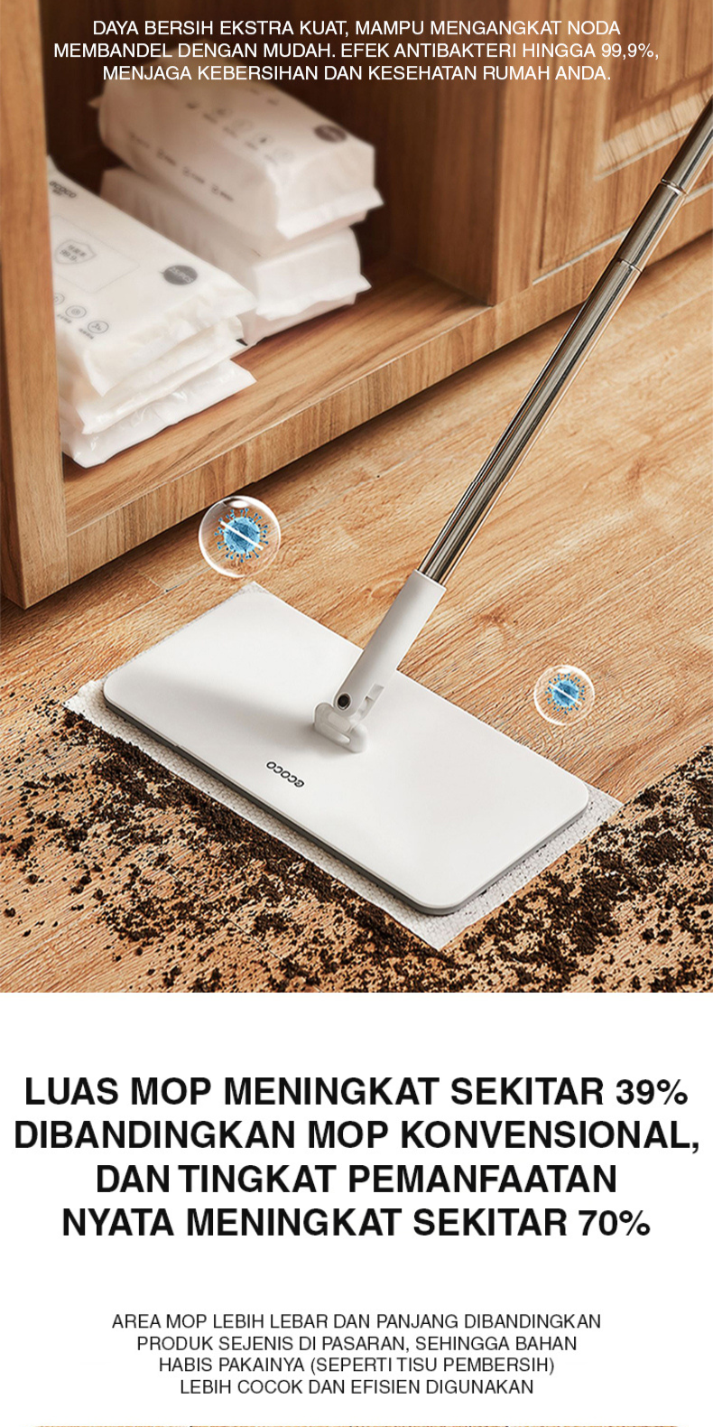 Jual ECOCO Disposable Mop - Pel Lantai Premium Pel kering Pel Basah ...