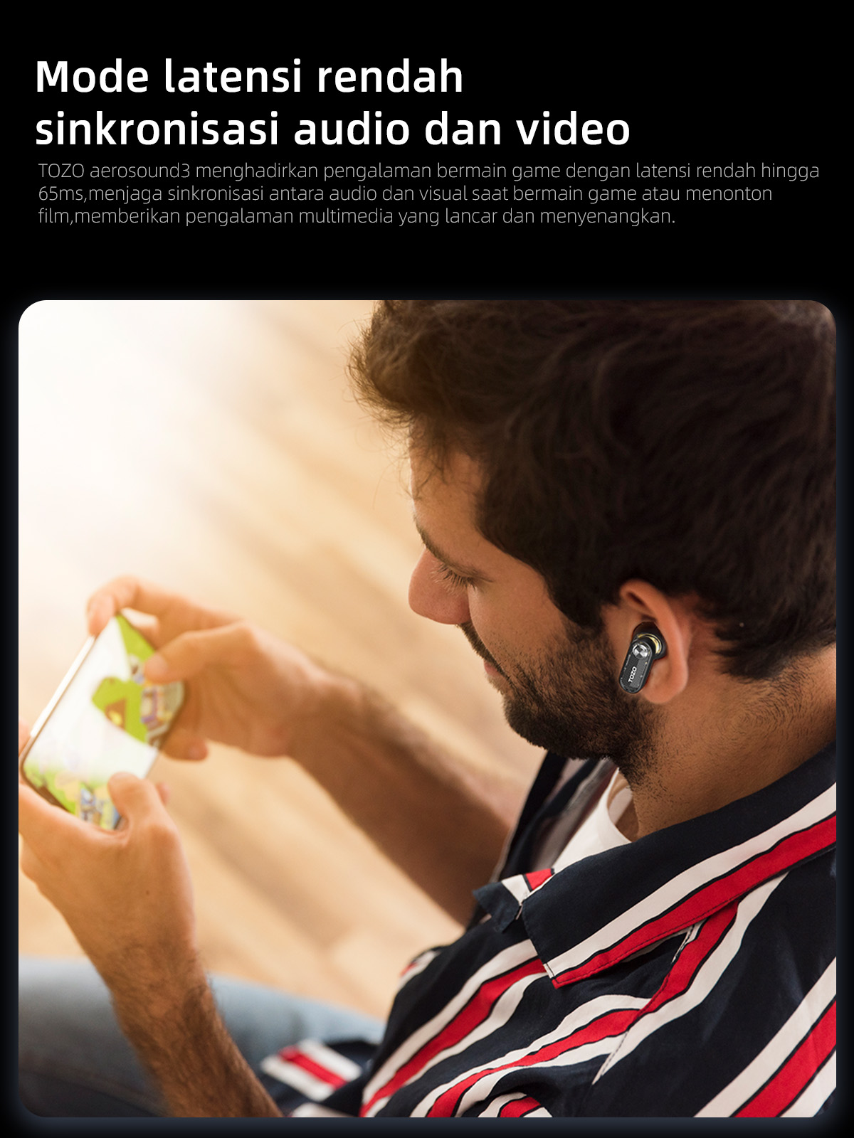 Jual (New launch)Tozo AEROSOUND3 Smart 6 mics Hybrid ANC + AI 4 Mics ENC wireless earbuds Clear ...