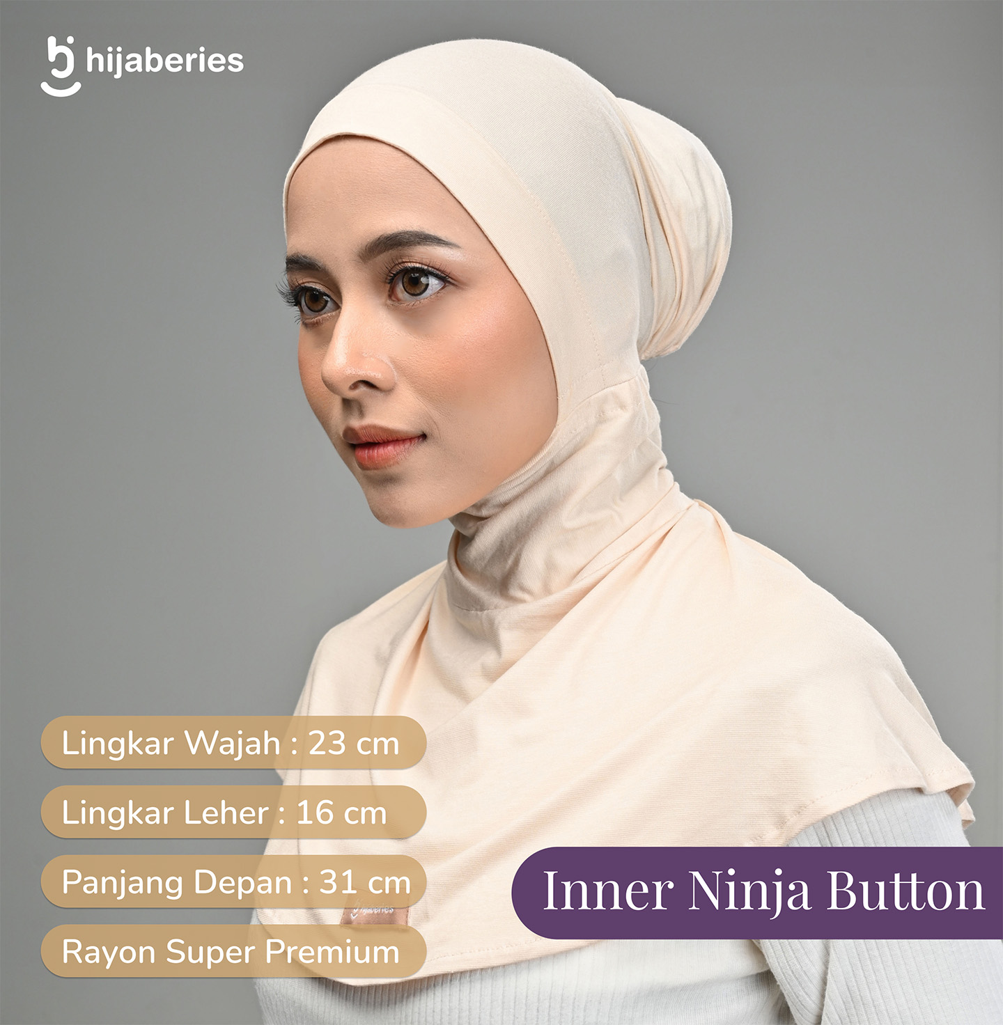 Jual Hijaberies - Inner Hijab Ninja Button (Ciput Model Ninja Bahan ...
