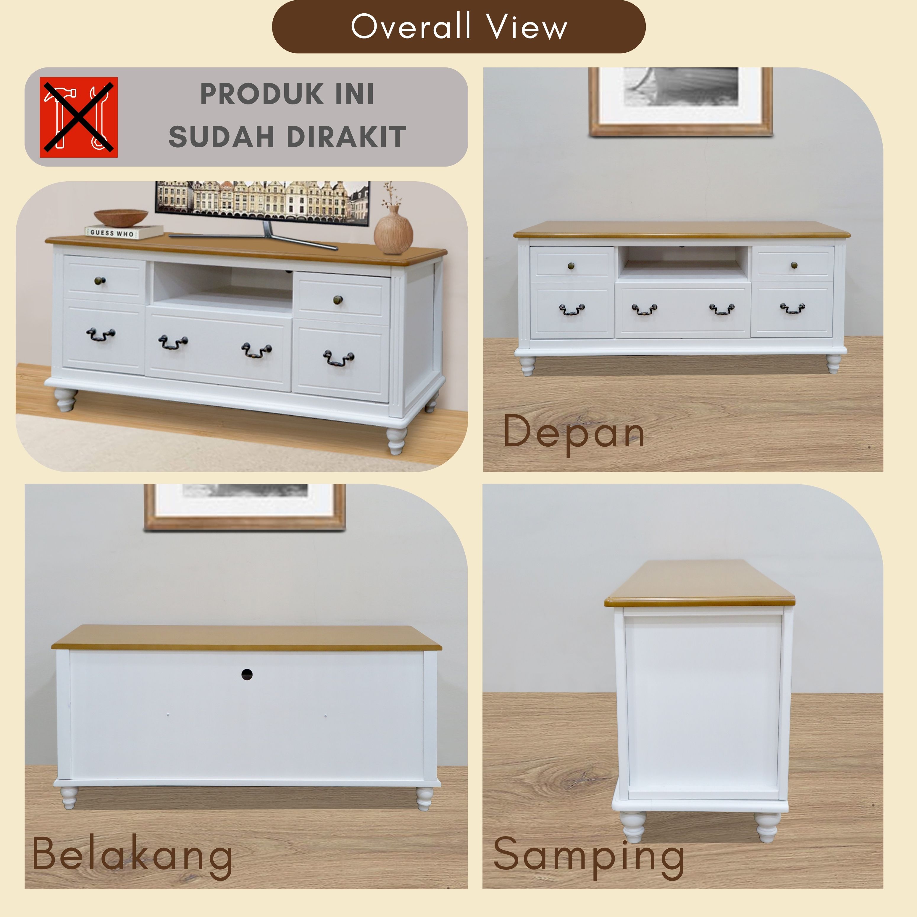 Jual Toraya - Amelia TV (Putih Natural) Meja TV/ Lemari TV Klasik/ Rak ...