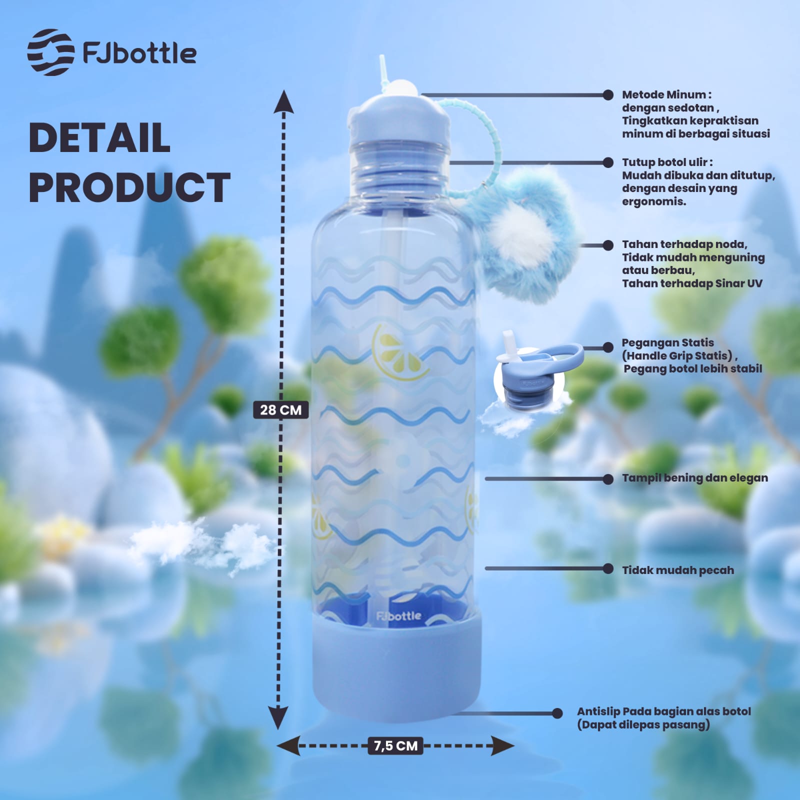 Jual FJBottle - SR2079 Botol Minum Tumbler Sunny Bahan Tritan BPA FREE 1 Liter Freesip , Dengan ...