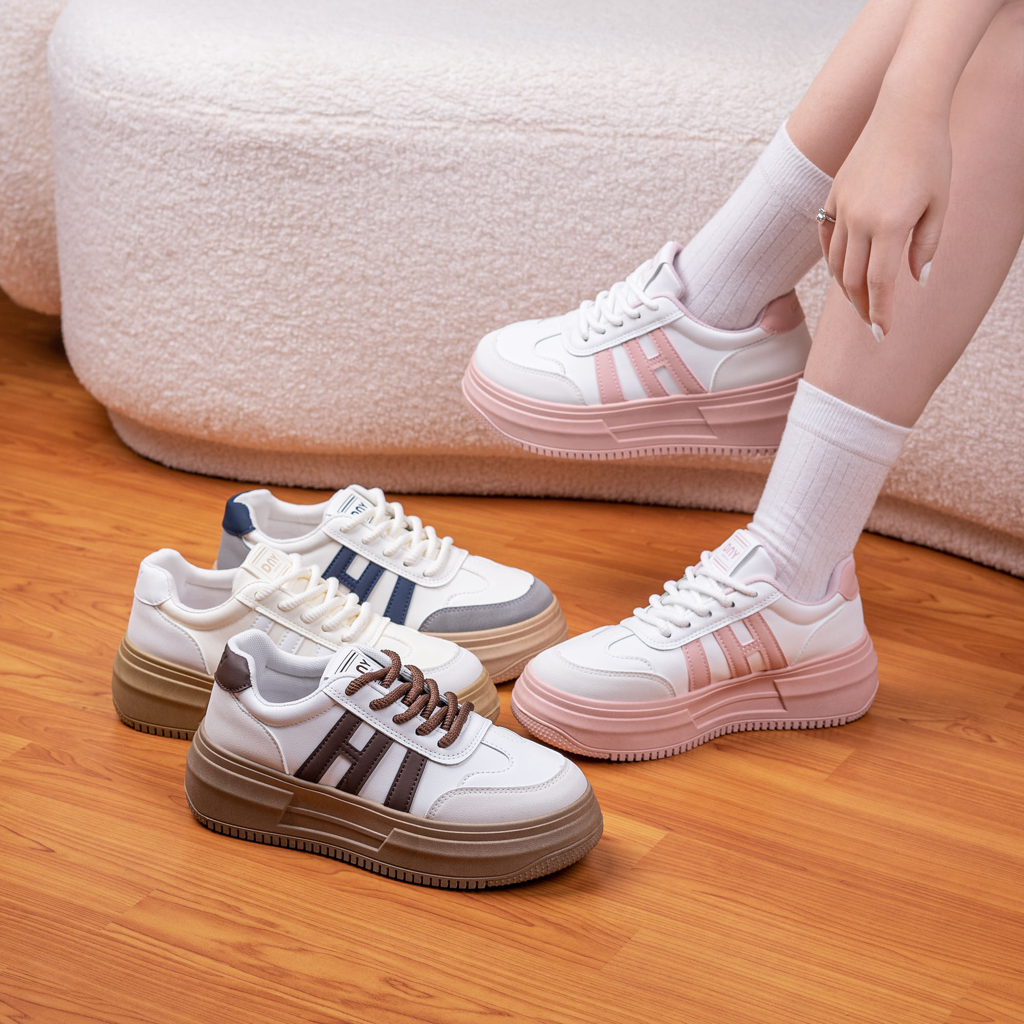 Jual Sepatu DNY Sneakers Putih Wanita Sepatu Cewek HI Women Shoes ...