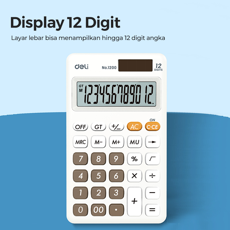 Jual Deli Desktop Calculator / Kalkulator Meja Mini Portable Dual Power Lucu 1200 | Shopee Indonesia