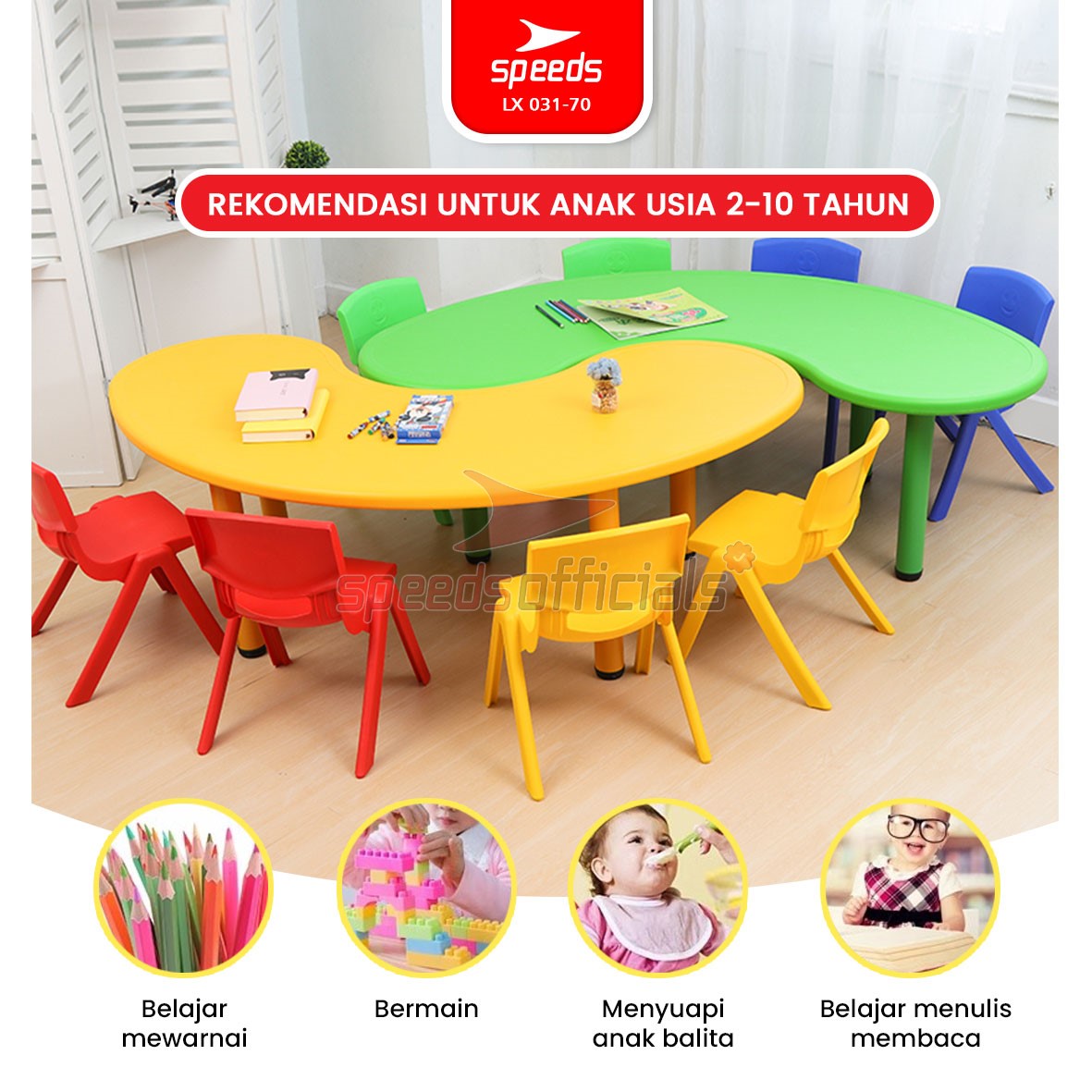 Jual SPEEDS Meja Belajar Kokoh Colorfull Anak Bulan Moon Table Besar ...