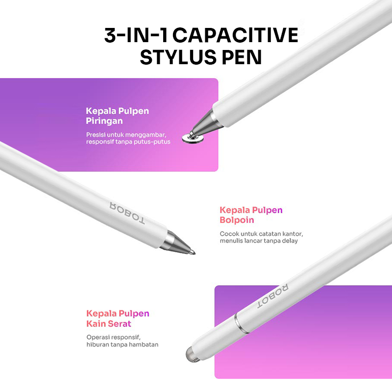 Jual ROBOT Stylus Pen Universal 3 in 1 Compatible Dengan Apple Macbook ...
