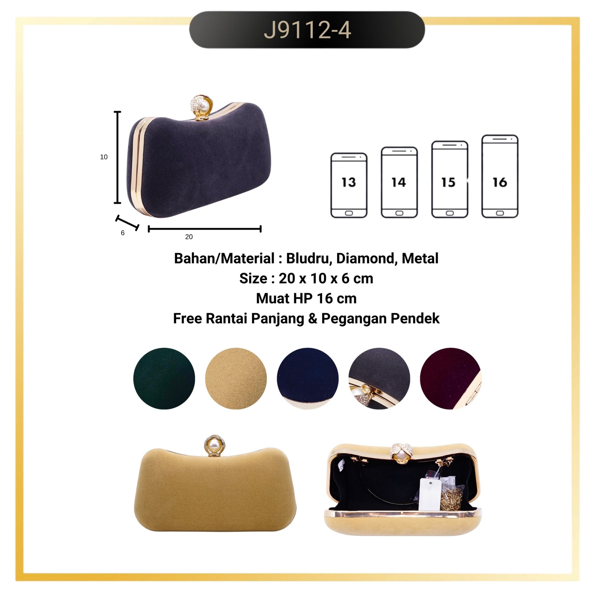 Jual Waiwai Tas Selempang Pesta Wanita Beludru Simpel J9112-4 Clutch | Shopee Indonesia