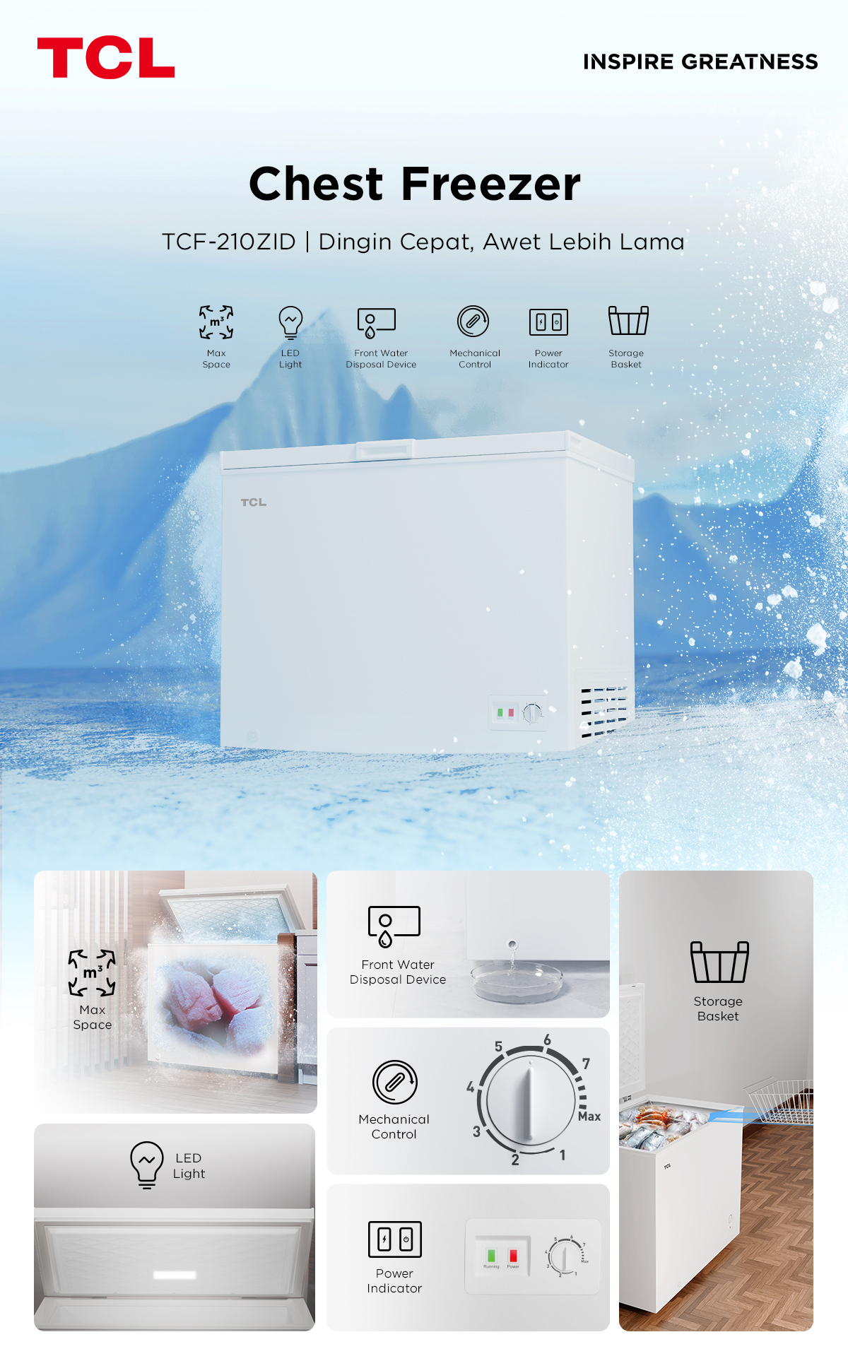 Jual TCL Chest Freezer Kapasitas 210 Liter Super Freezing - Storage ...