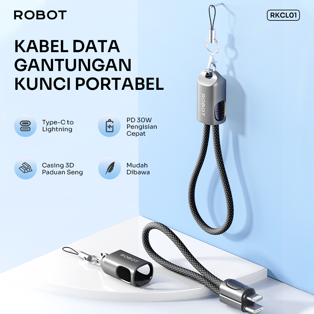 Jual ROBOT Kabel Data Fast Charging 65W Lanyard Tali Gantung Handphone ...