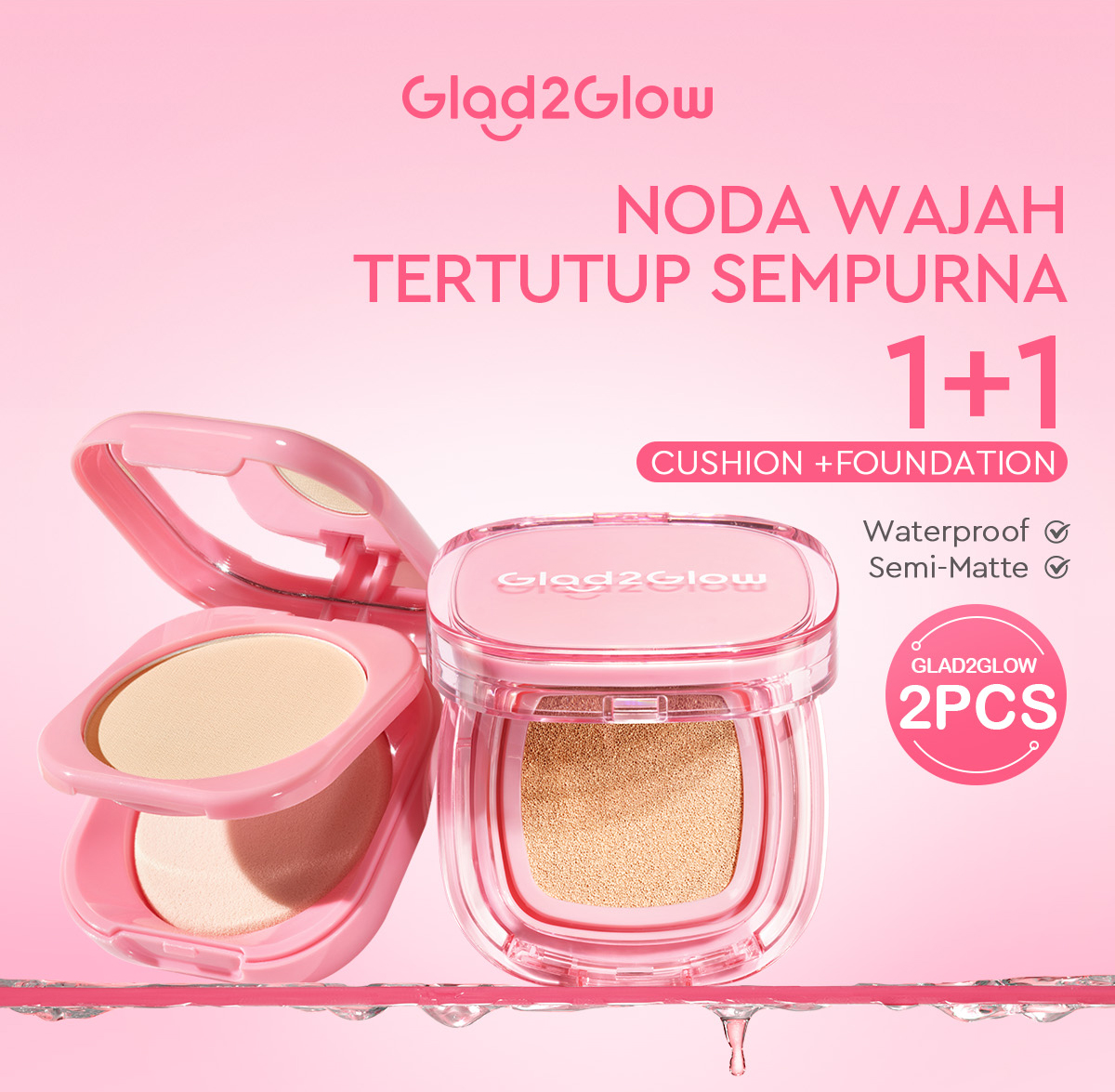 Jual [ORDER NOW, HEMAT 35K]Glad2Glow Perfect Blurring Powder Foundation&Perfect Cover Cushion ...