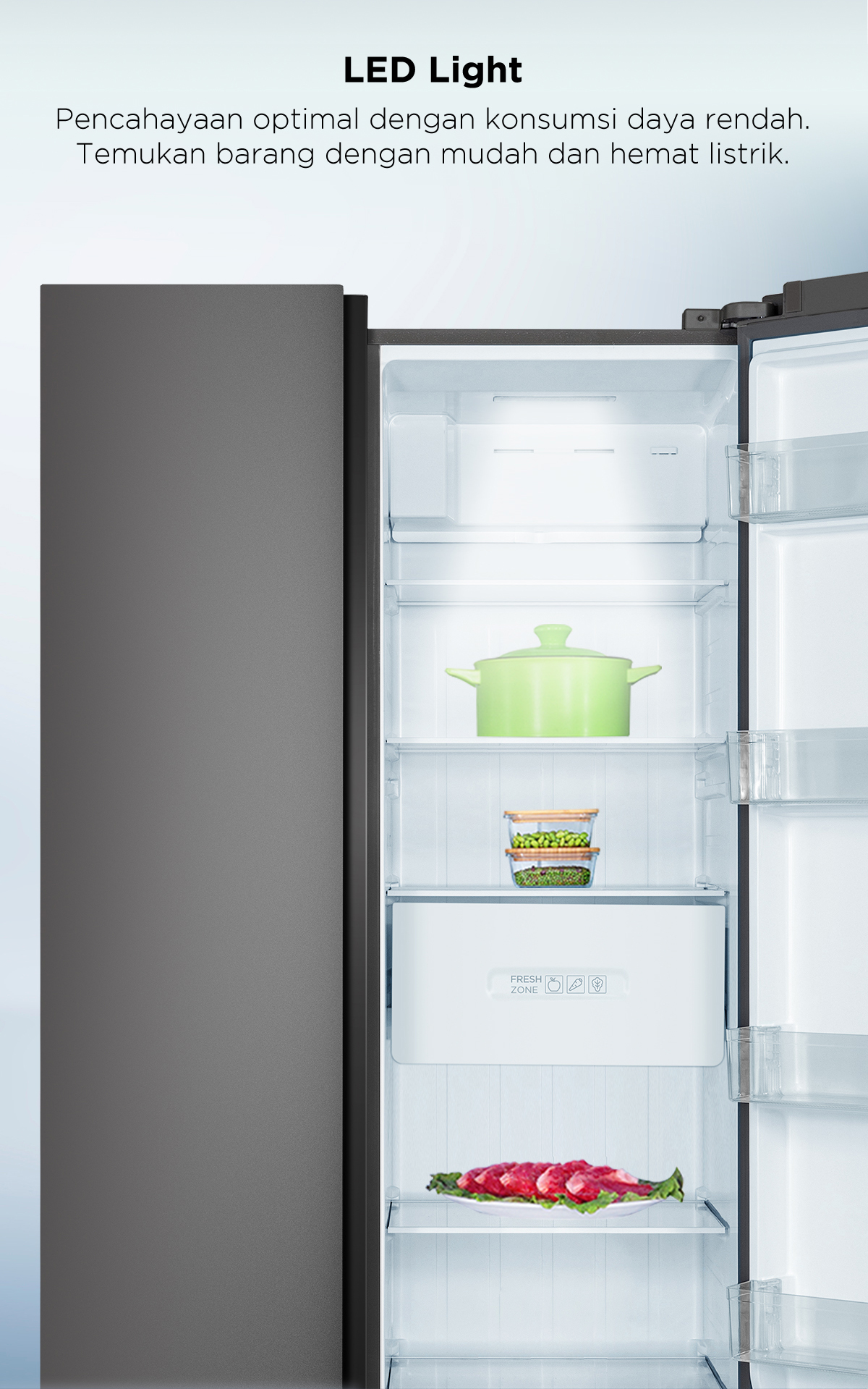 Jual TCL Kulkas 2 Pintu Side by Side - Kapasitas 520L - Holiday Mode ...