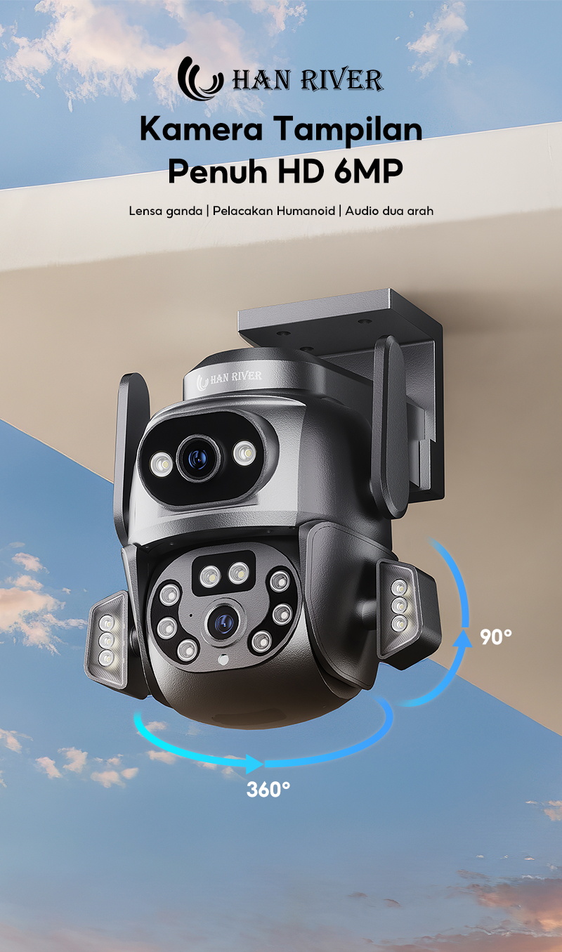 Jual HAN RIVER CCTV Outdoor Camera 6MP Dual Lens Wifi Resolusi Camera ...