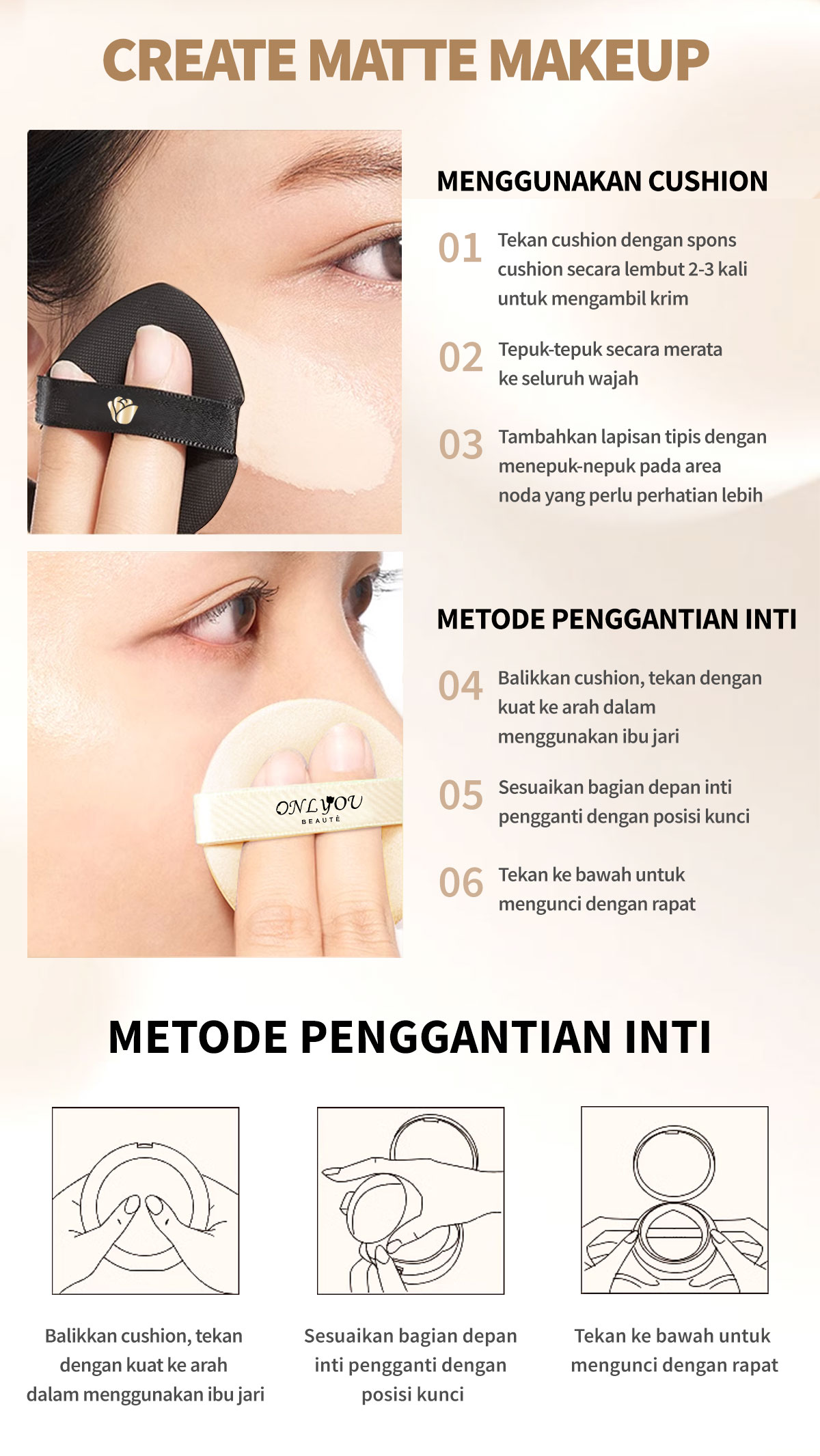 Jual [NEW LAUNCH]ONLYOU 7in1 UltraWear Double Cushion Powder SPF30 PA ...
