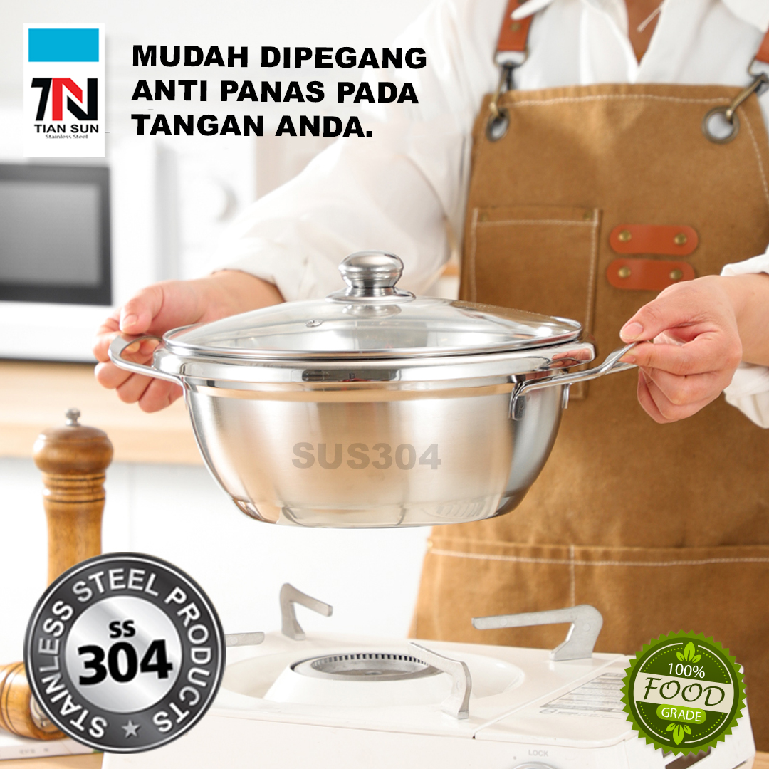 Jual Tian Sun Baskom Stainless Steel SUS304/UK.20cm-30cm/Panci Anti ...