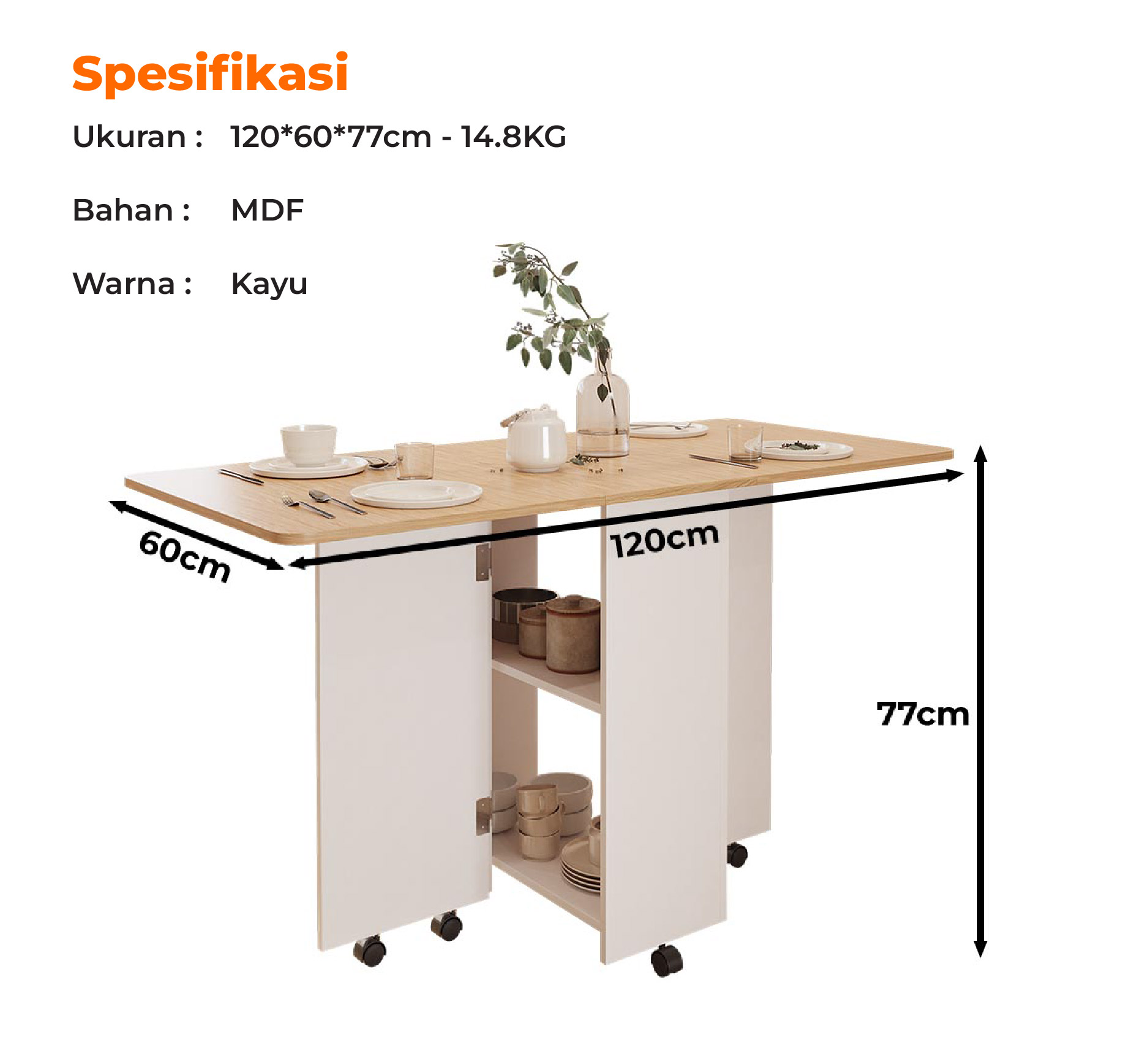 Jual Homedoki Meja Makan Lipat / Meja Makan / Meja Lipat / Meja Makan Kayu / Meja Lipat ...