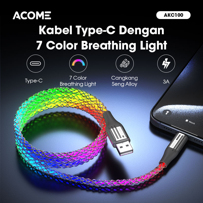 Jual ACOME Data Cable Gaming Type-C to Type-C / USB to Type-C PD 60W ...