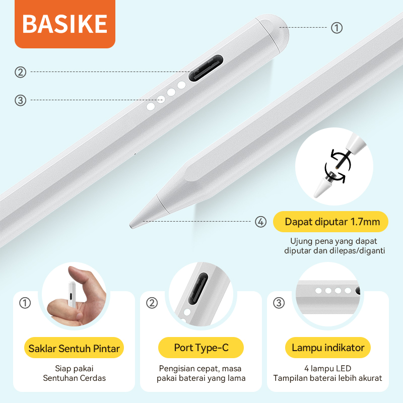 Jual BASIKE Stylus Pen Universal untuk iPad Android Tablet Smartphone ...