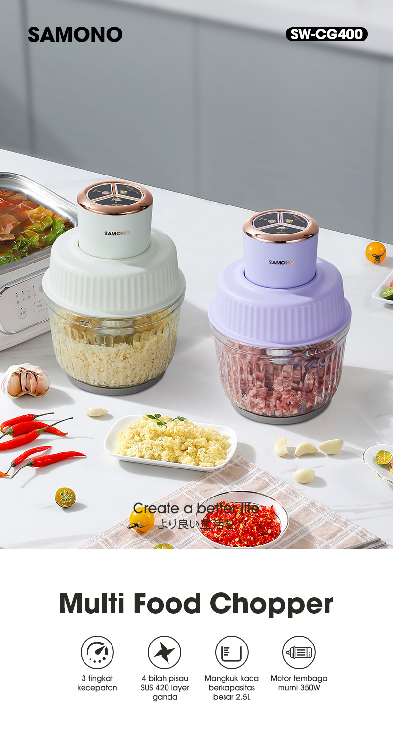Jual SAMONO Food Chopper 2.5L Multifungsi chopper bumbu dan daging ...