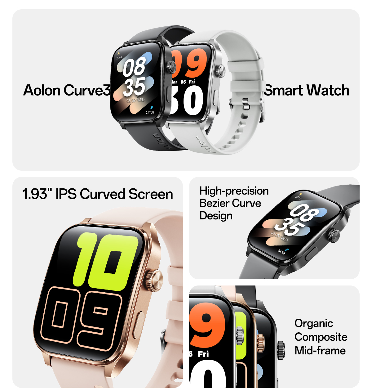 Jual 【New】Aolon Curve 3 Jam Smartwatch 1.93-inci Layar IPS Tombol ...