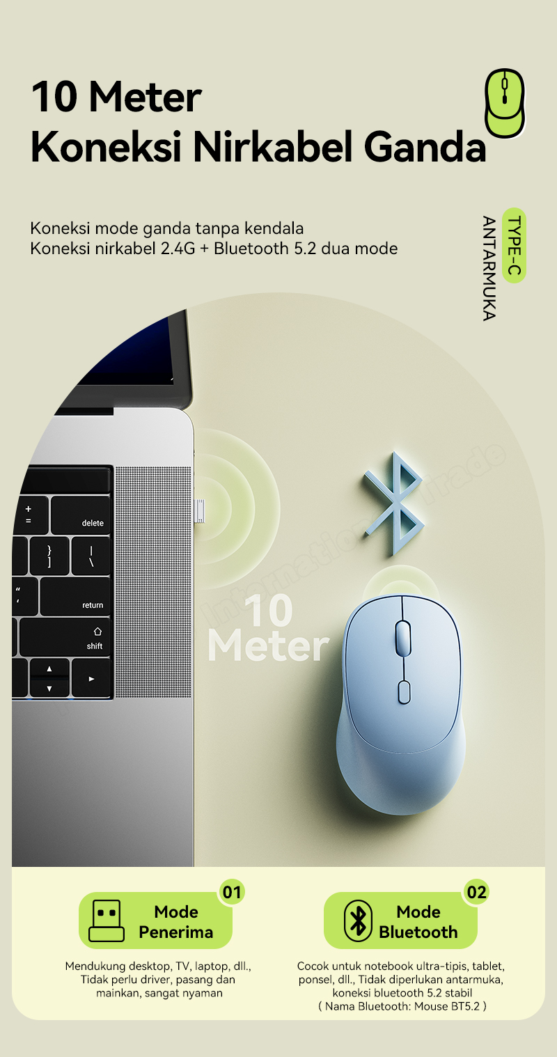 Jual BASIKE Mouse Wireless Bluetooth Gaming 16000DPI Ergonomis Silent ...