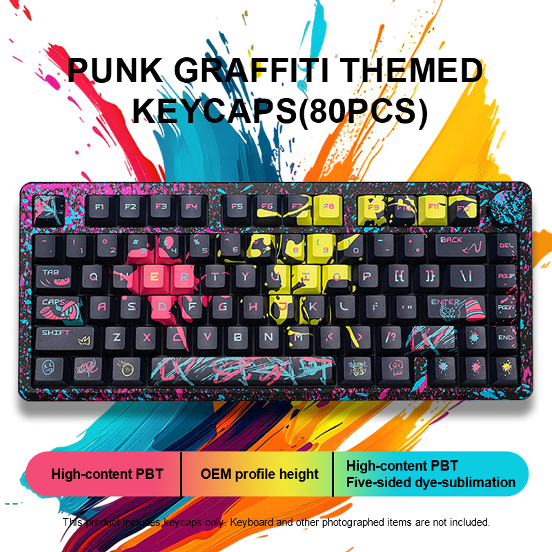 Jual [ KEYCAPS ONLY ] AULA Keycaps Motif Punk Graffiti Tipe KC80 ...