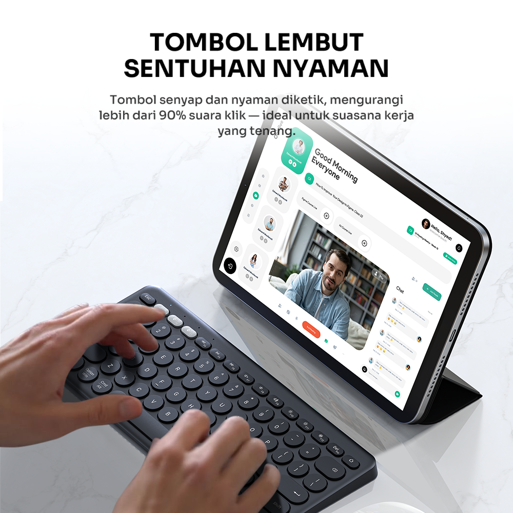Jual ROBOT Keyboard Wireless 3 Koneksi Bluetooth USB Silent Keys Multi ...