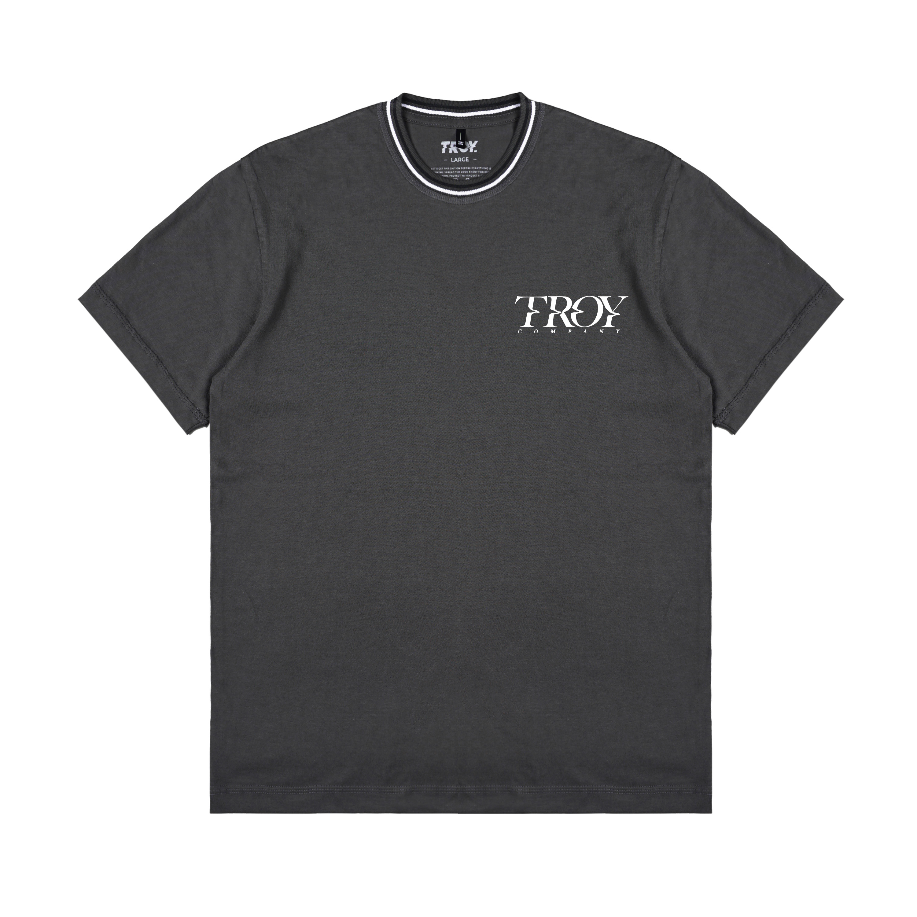 Jual Troy Company Tshirt Neck Strip Dark Grey Vague Waves - Kaos Kerah ...