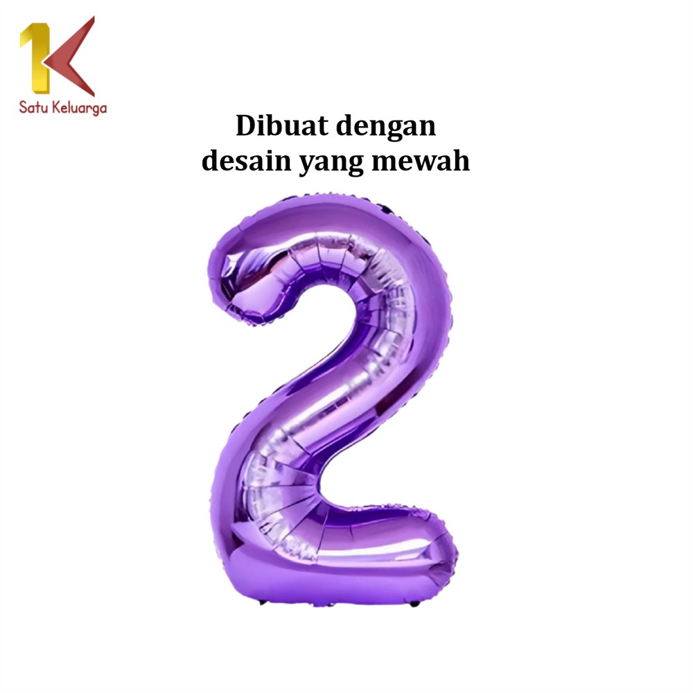 Jual EC Satu Keluarga Balon Foil Angka 1 dan 3 Warna Ungu C390 Balloon ...