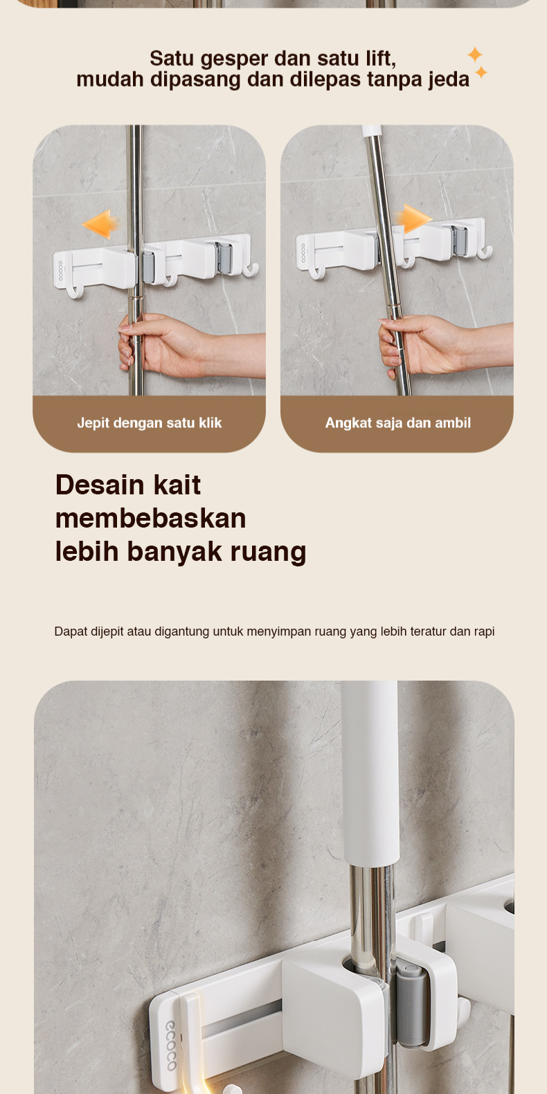 Jual ECOCO Continuous Mop Holder Aluminium - Holder Gantungan Dinding ...