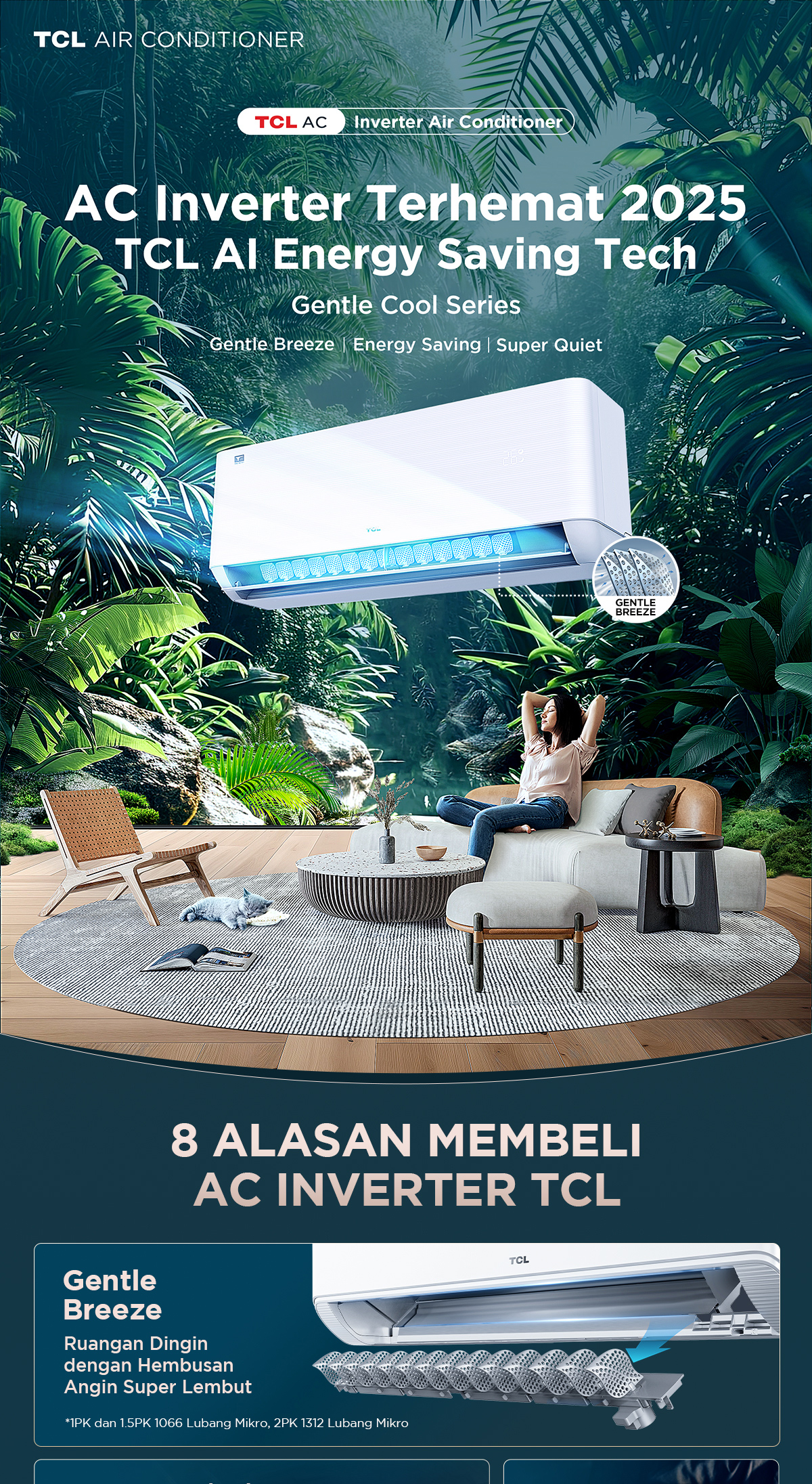Jual [TERSEDIA PEMASANGAN] TCL AC Inverter 1 PK - Gentle Breeze ...