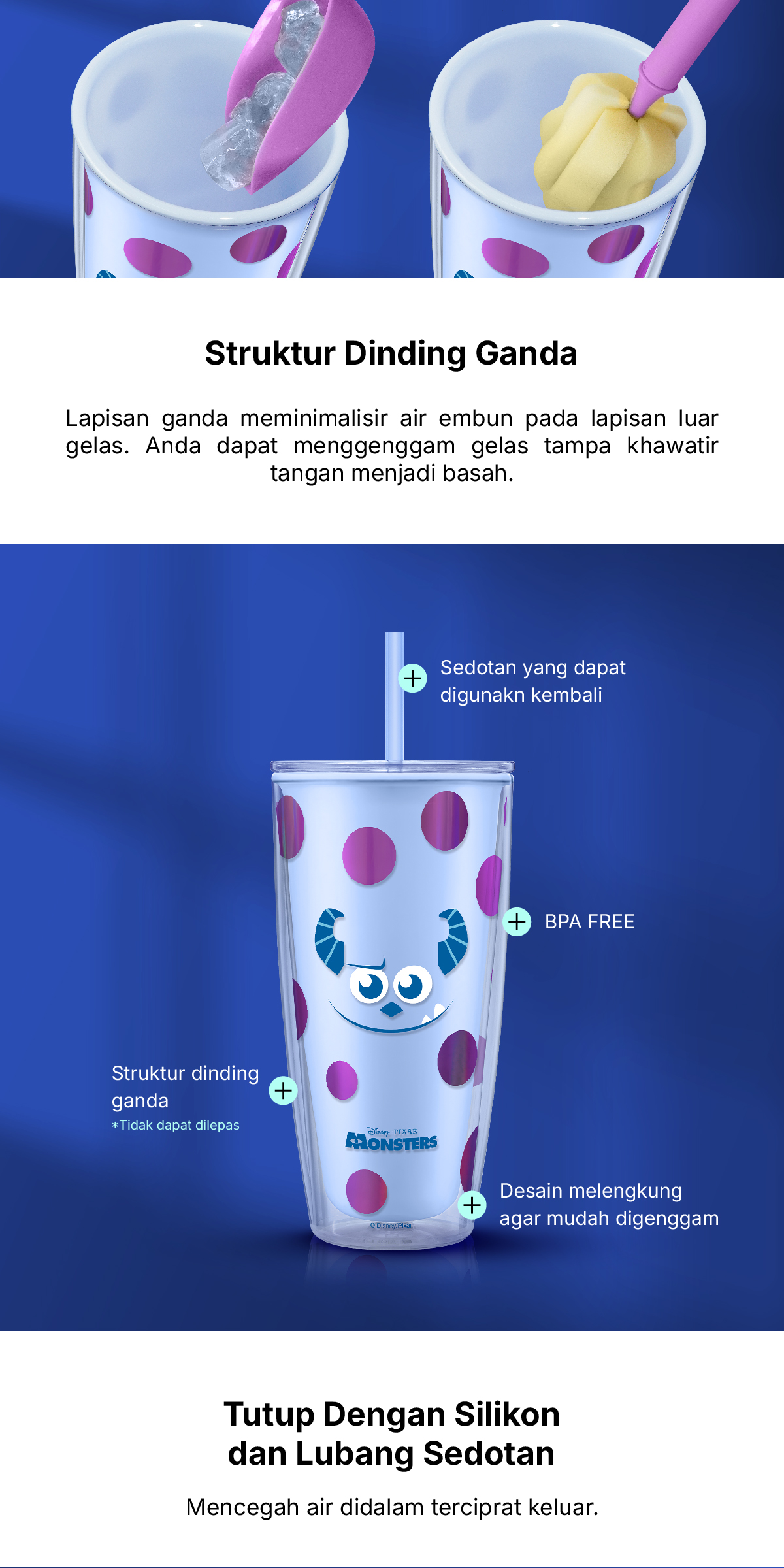 Jual LocknLock Double Wall Cold Cup Disney Pixar Monsters Sulley ...
